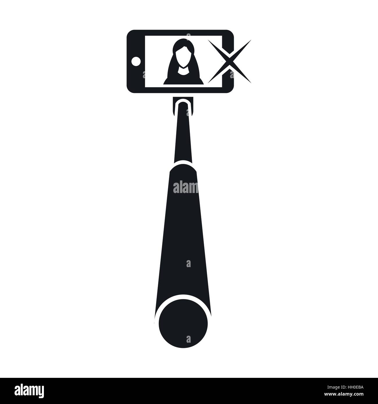 Selfie stick with mobile phone icon, simple style Stock Vector Image ...