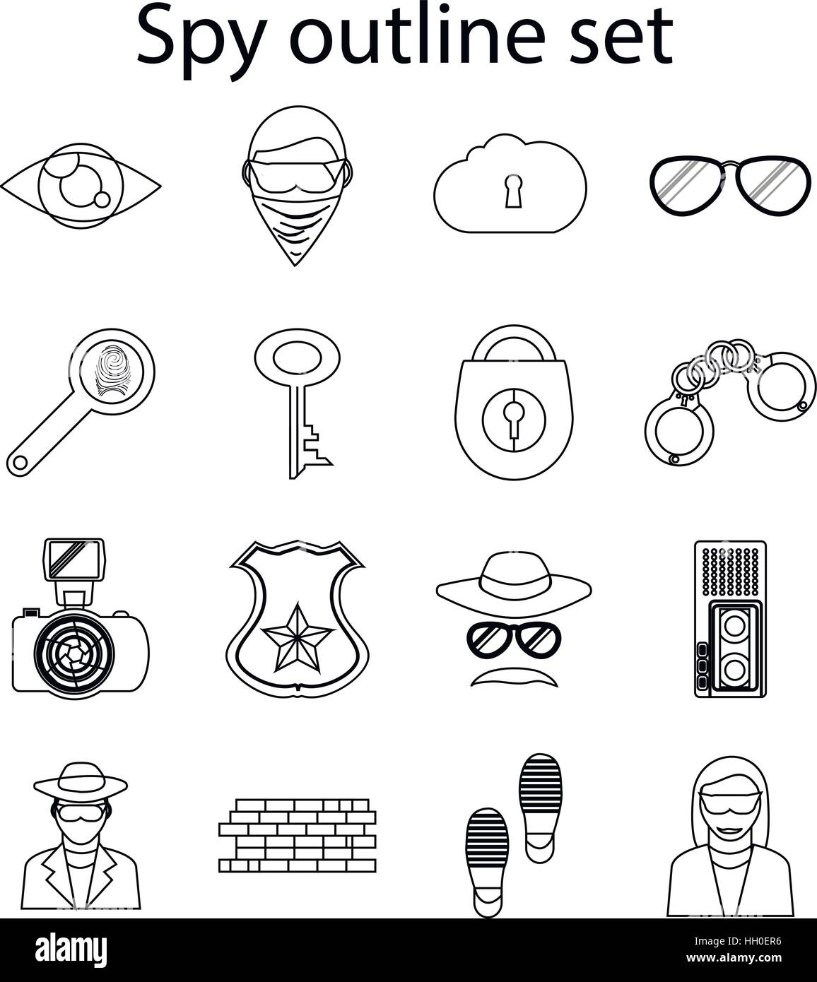 Spy icons set in outline style Stock Vector Image & Art - Alamy