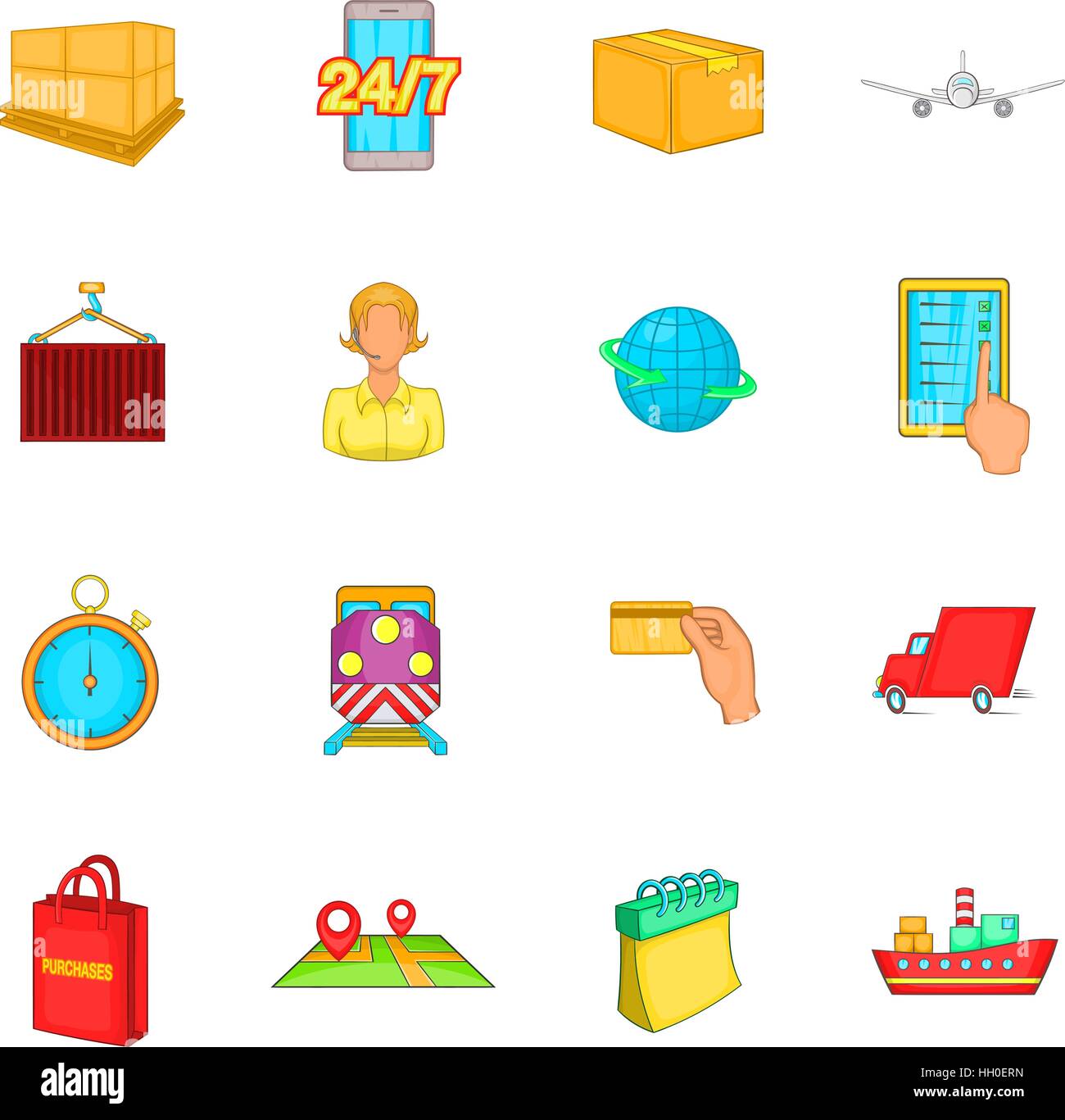 Logistics icons set, cartoon style Stock Vector Image & Art - Alamy