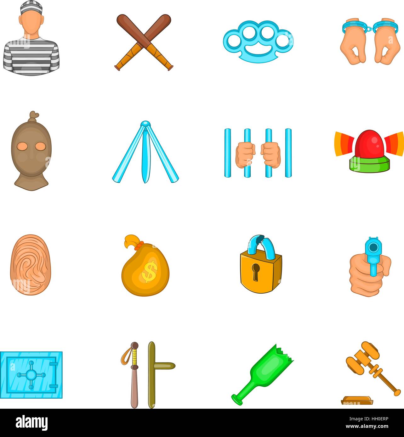 Crime icons set, cartoon style Stock Vector Image & Art - Alamy