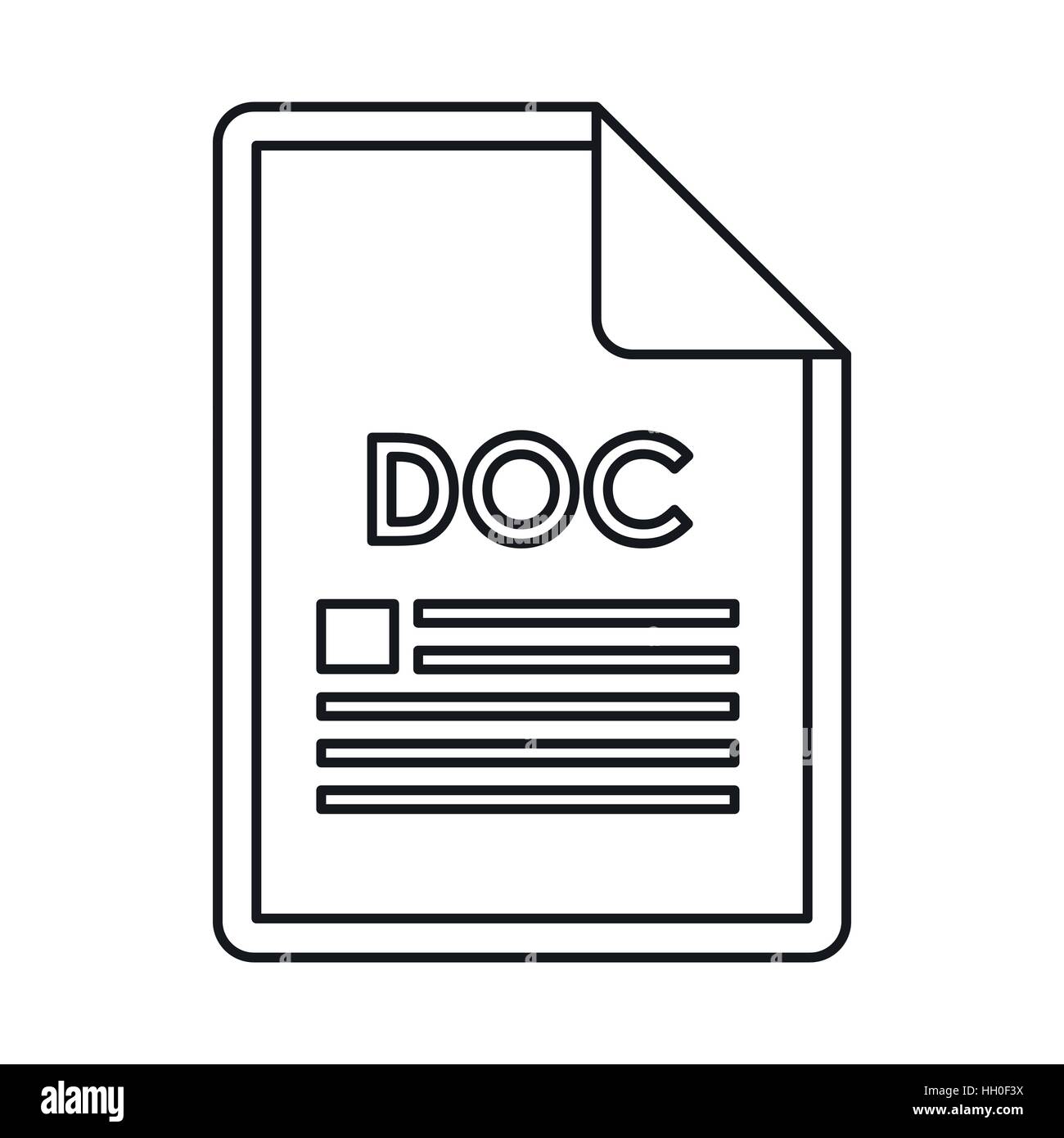 DOC file format icon, outline style Stock Vector Image & Art - Alamy
