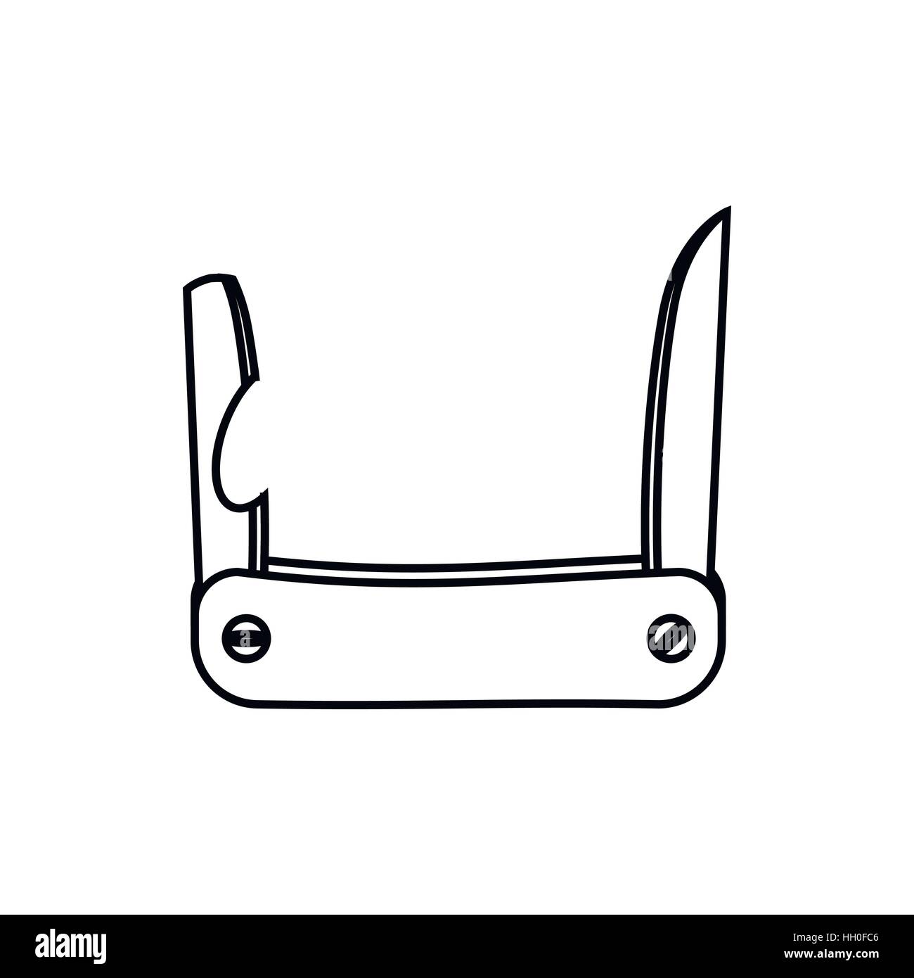 Folding knife icon outline hi-res stock photography and images - Alamy