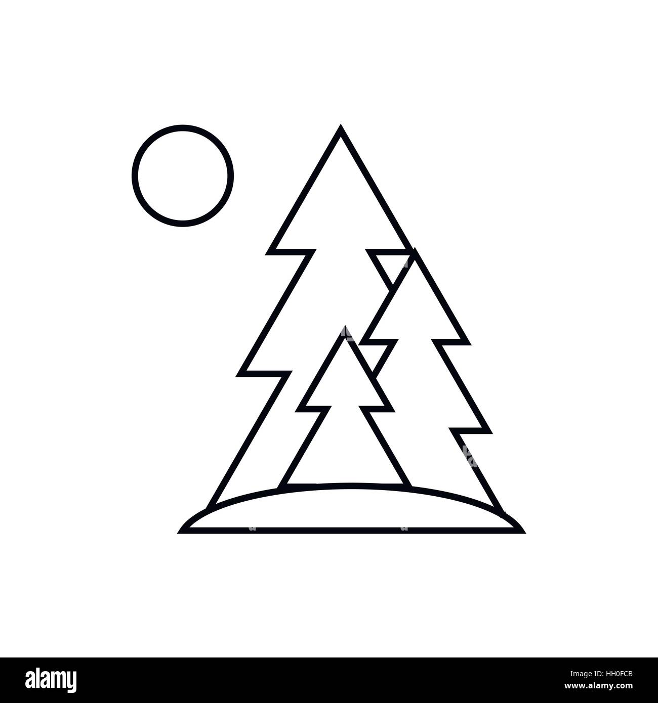 Tree and sun icon, outline style Stock Vector Image & Art - Alamy