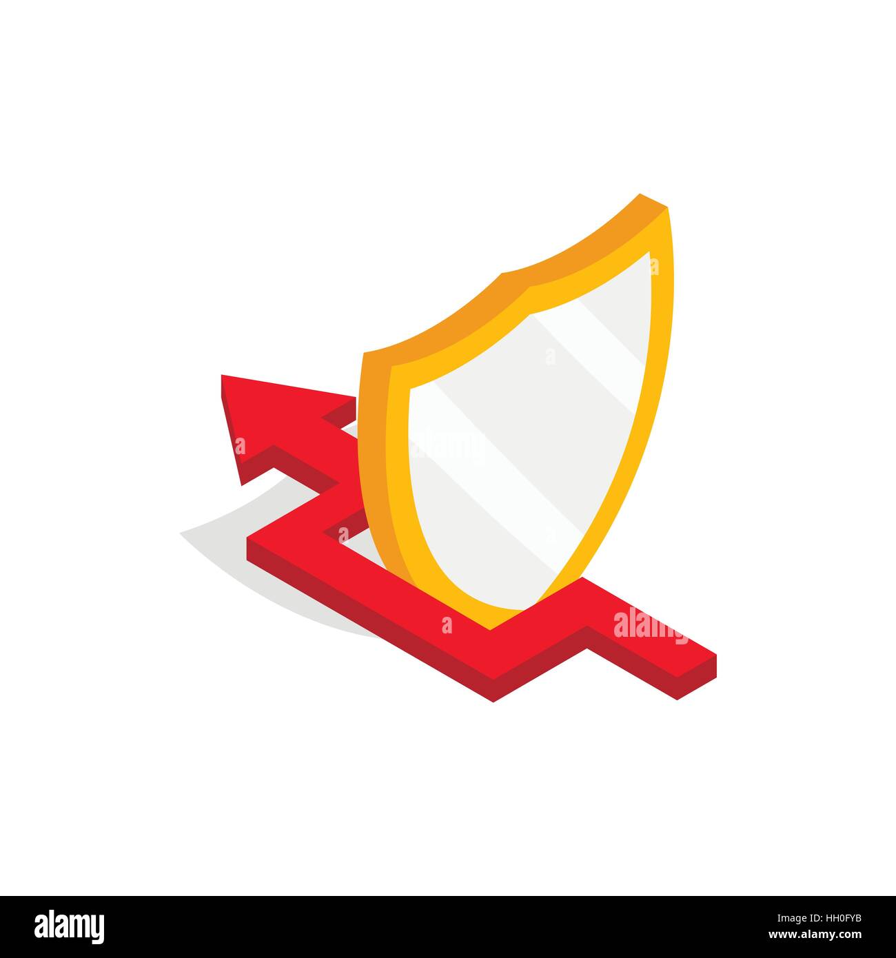 Protection shield and red arrow icon Stock Vector Image & Art - Alamy