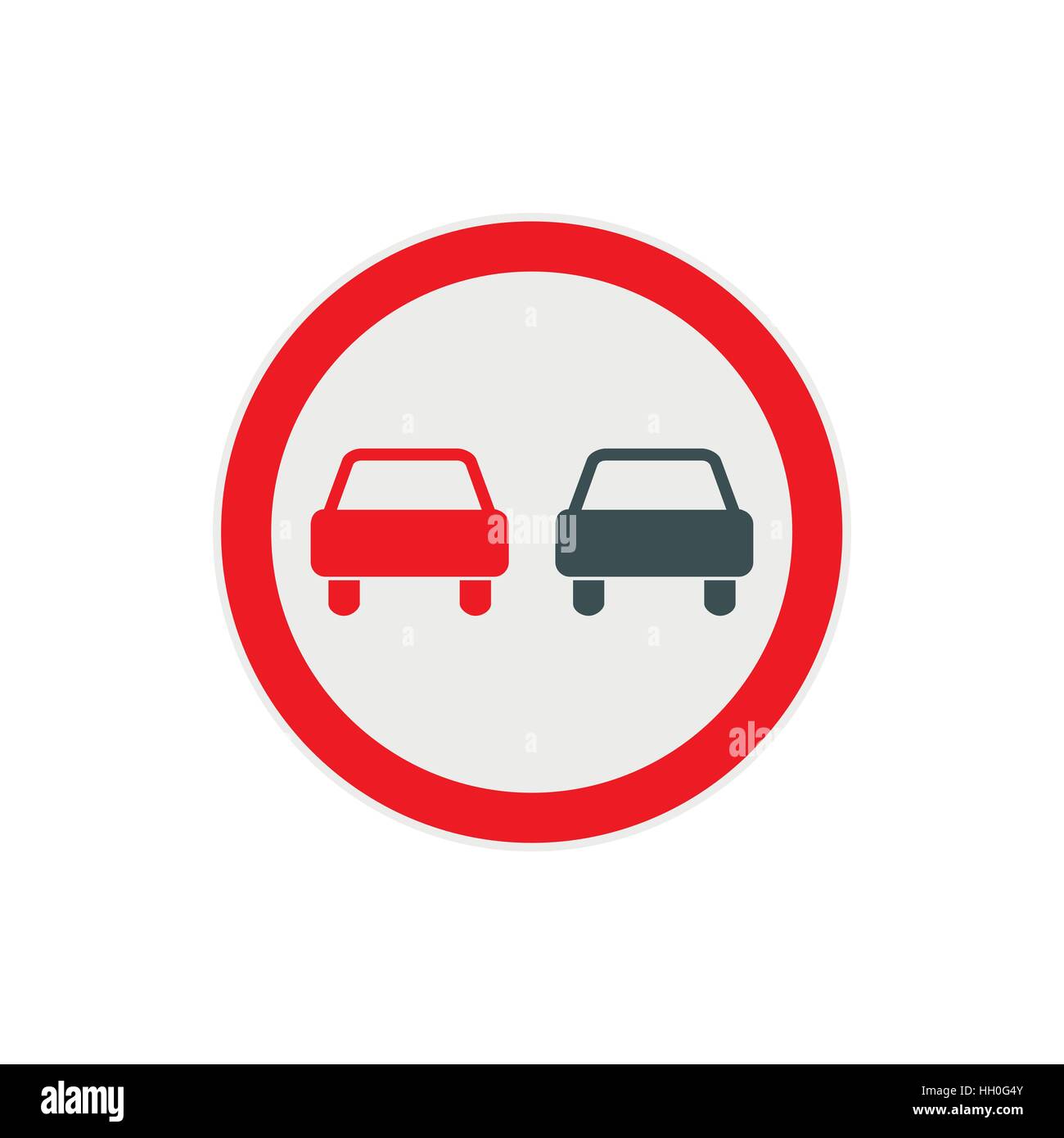 No overtaking road traffic sign icon, flat style Stock Vector Image ...