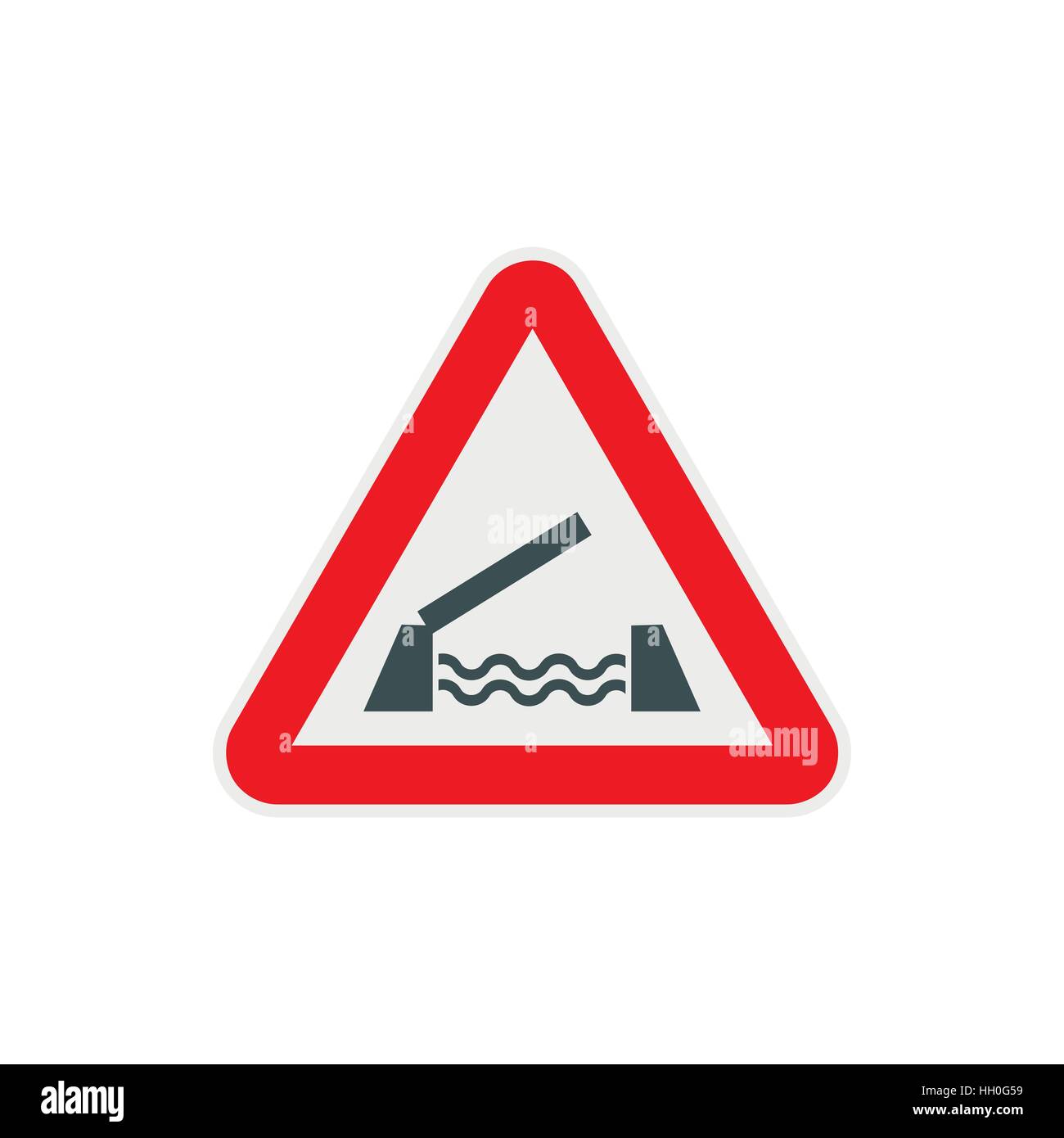Lifting bridge warning sign icon, flat style Stock Vector Image & Art ...