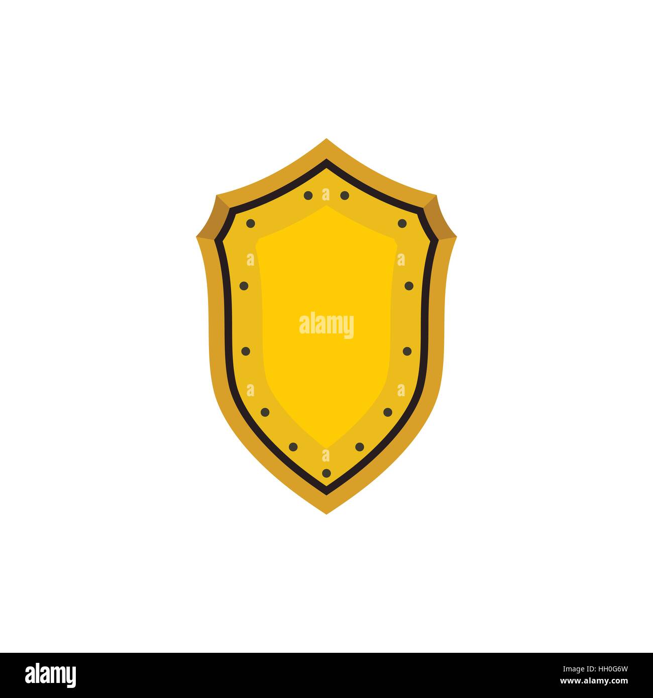 Golden shield icon in flat style Stock Vector Image & Art - Alamy