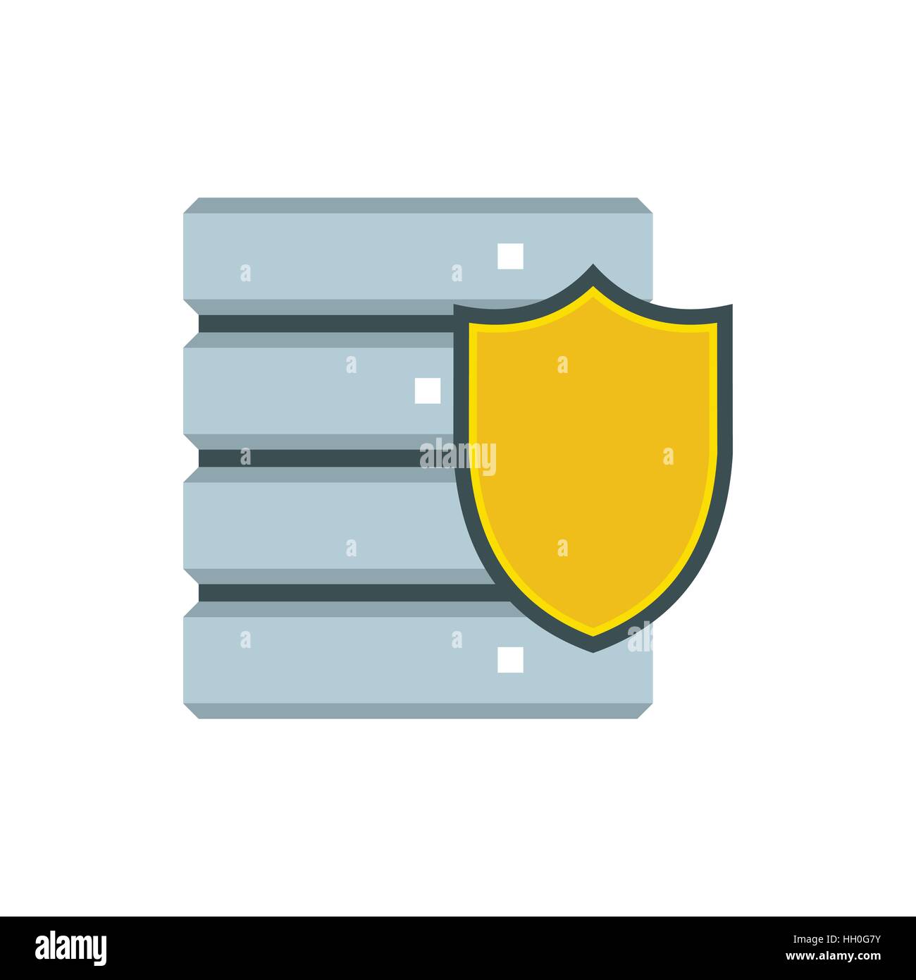 Database with yellow shield icon, flat style Stock Vector Image & Art ...