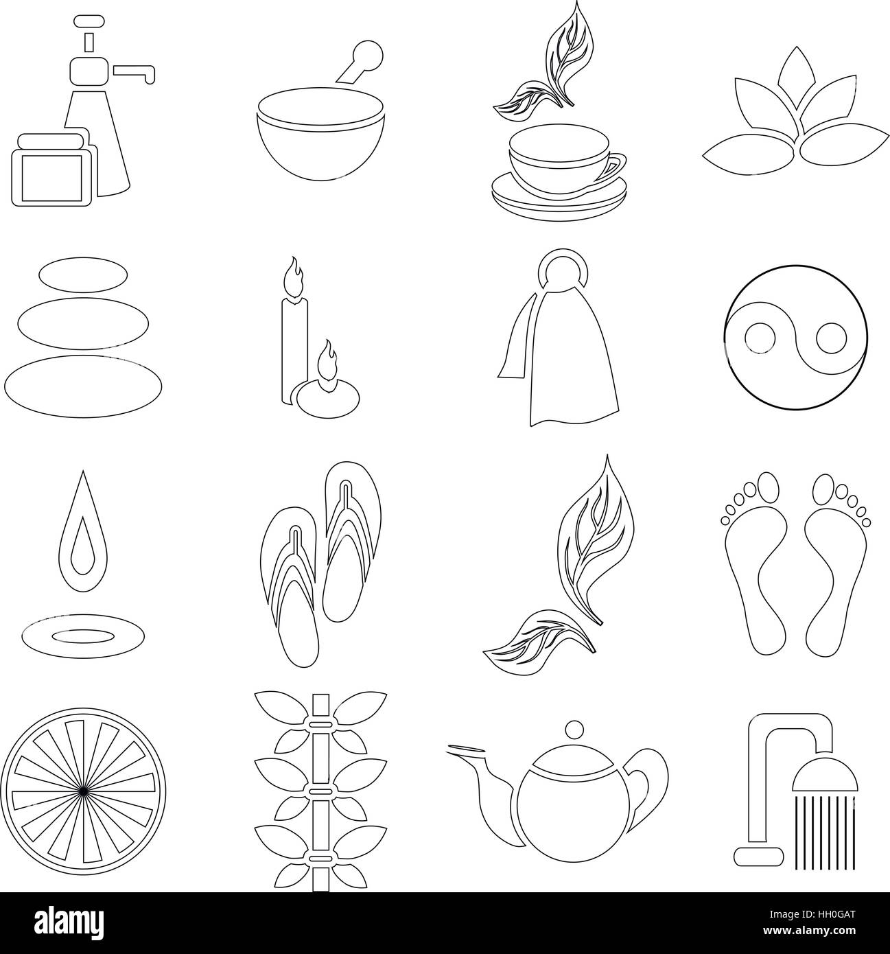 Spa icons set, outline style Stock Vector Image & Art - Alamy