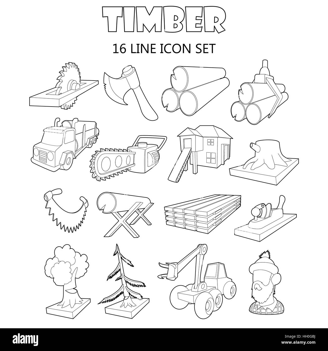 Silhouette lumber industry logging Black and White Stock Photos ...