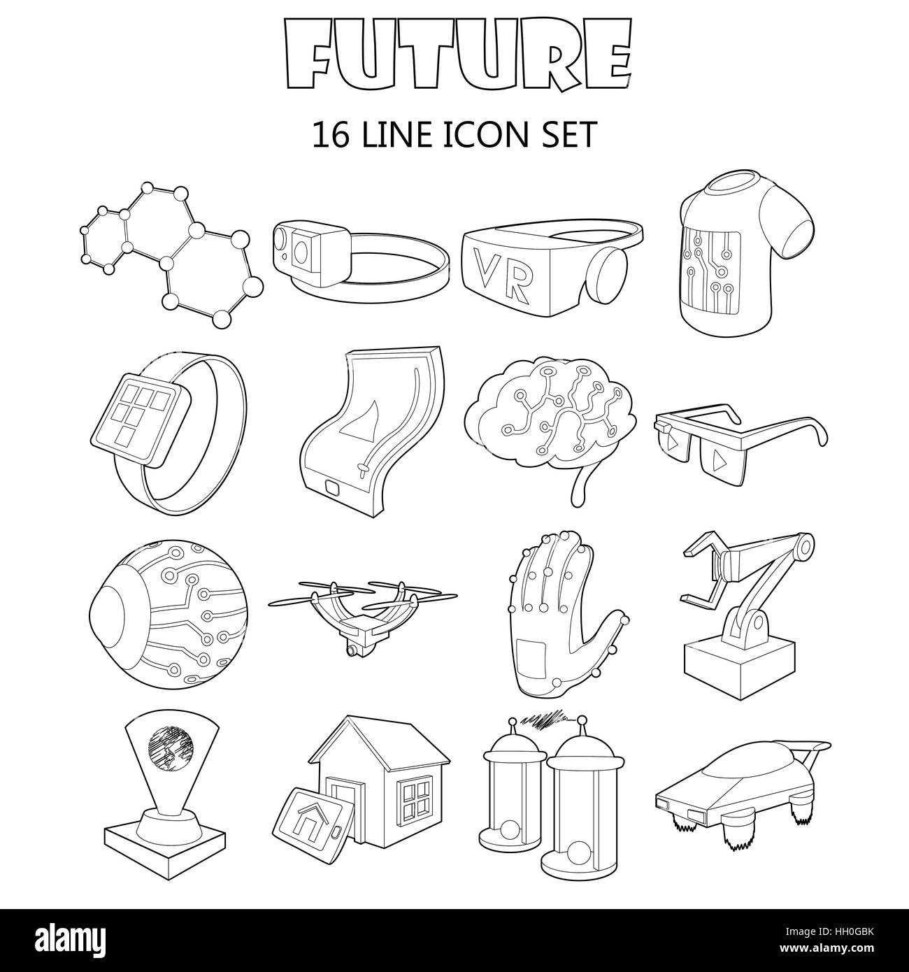 Future icons set, outline style Stock Vector Image & Art - Alamy