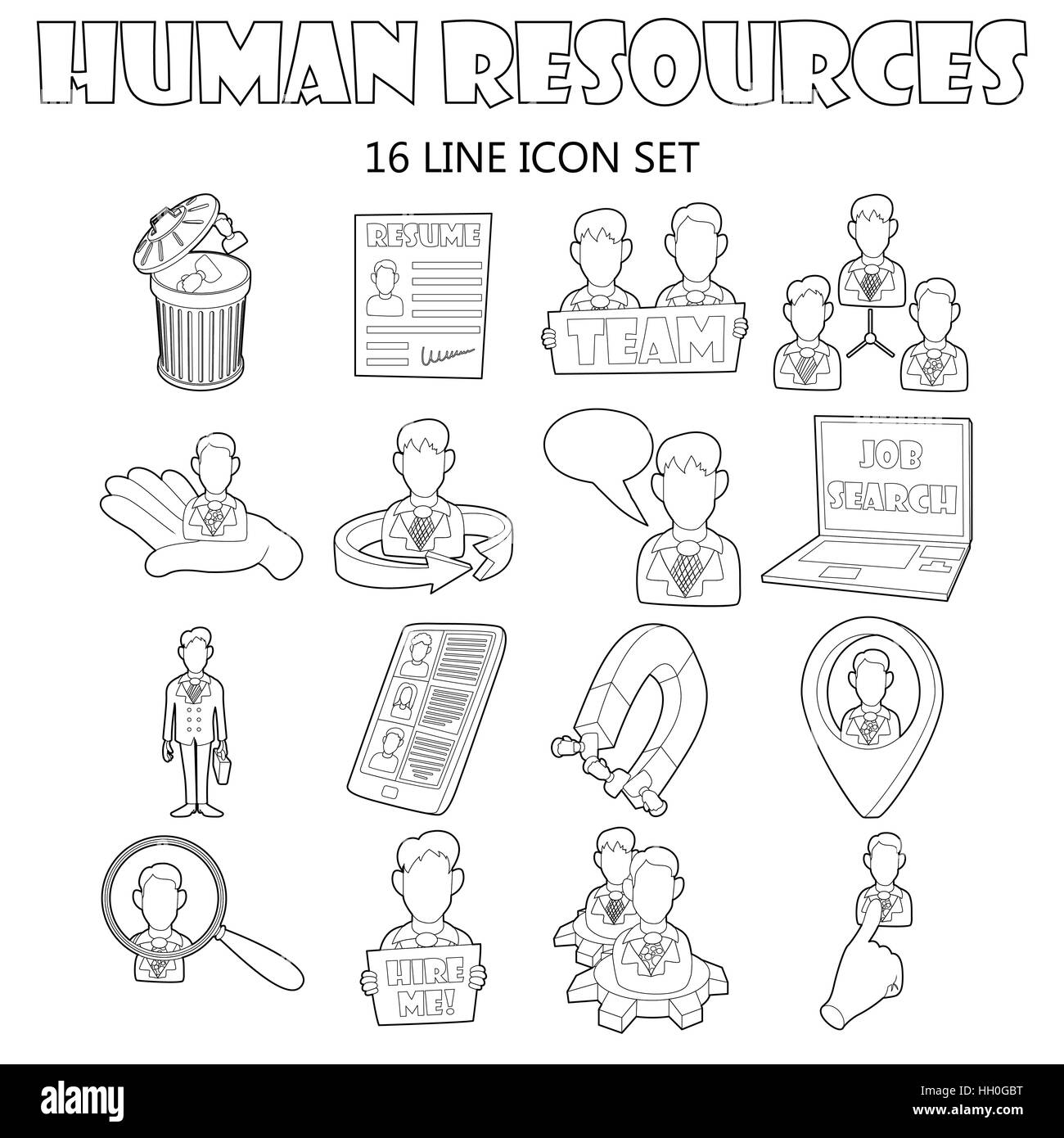 Human resources icons set, outline style Stock Vector Image & Art - Alamy