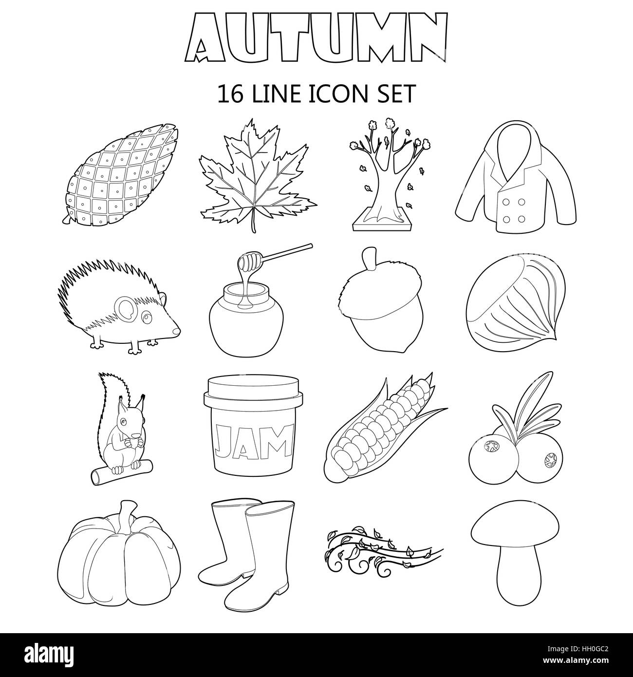 Autumn icons set, outline style Stock Vector Image & Art - Alamy