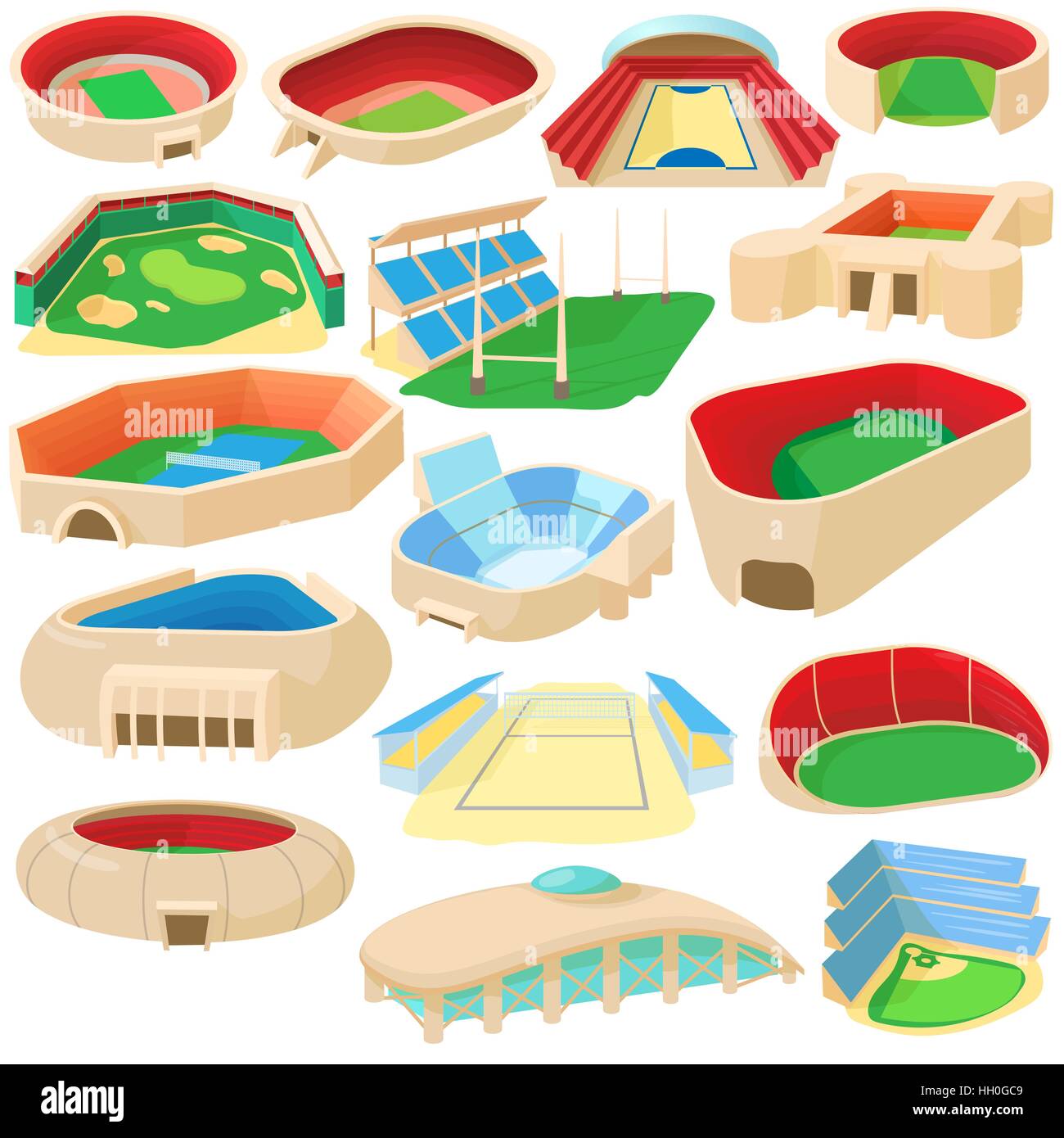 Sport stadium set, cartoon style Stock Vector Image & Art - Alamy