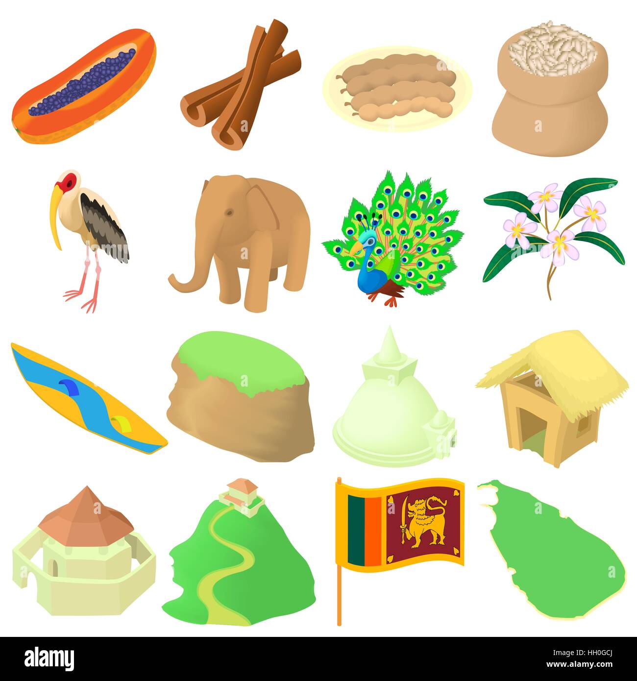 Sri lanka icons set, cartoon style Stock Vector Image & Art - Alamy