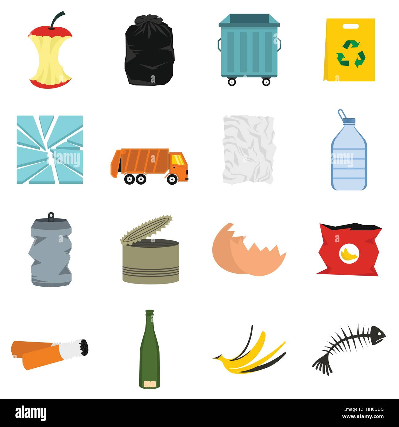 Waste and garbage icons set, flat style Stock Vector Image & Art - Alamy
