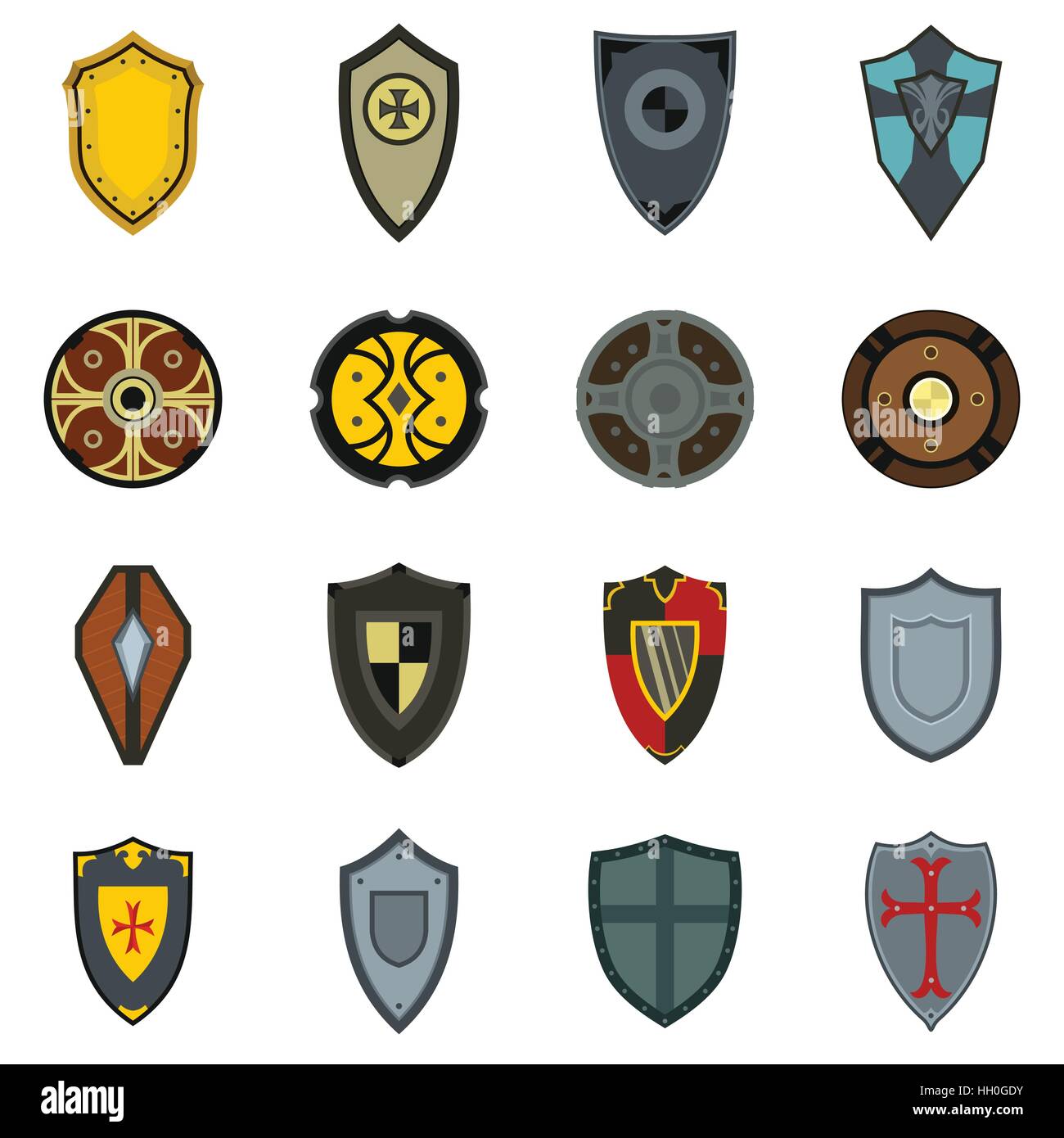 Shields icons set, flat style Stock Vector Image & Art - Alamy