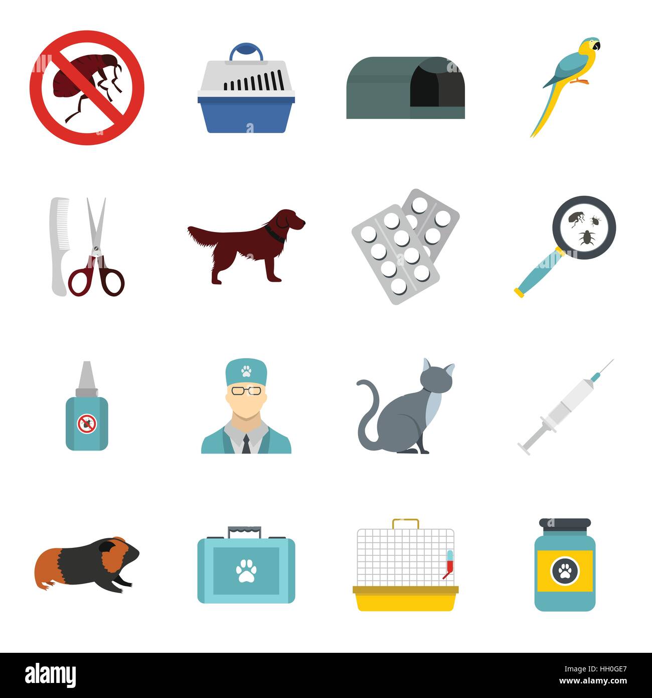 Veterinary icons set, flat style Stock Vector Image & Art - Alamy