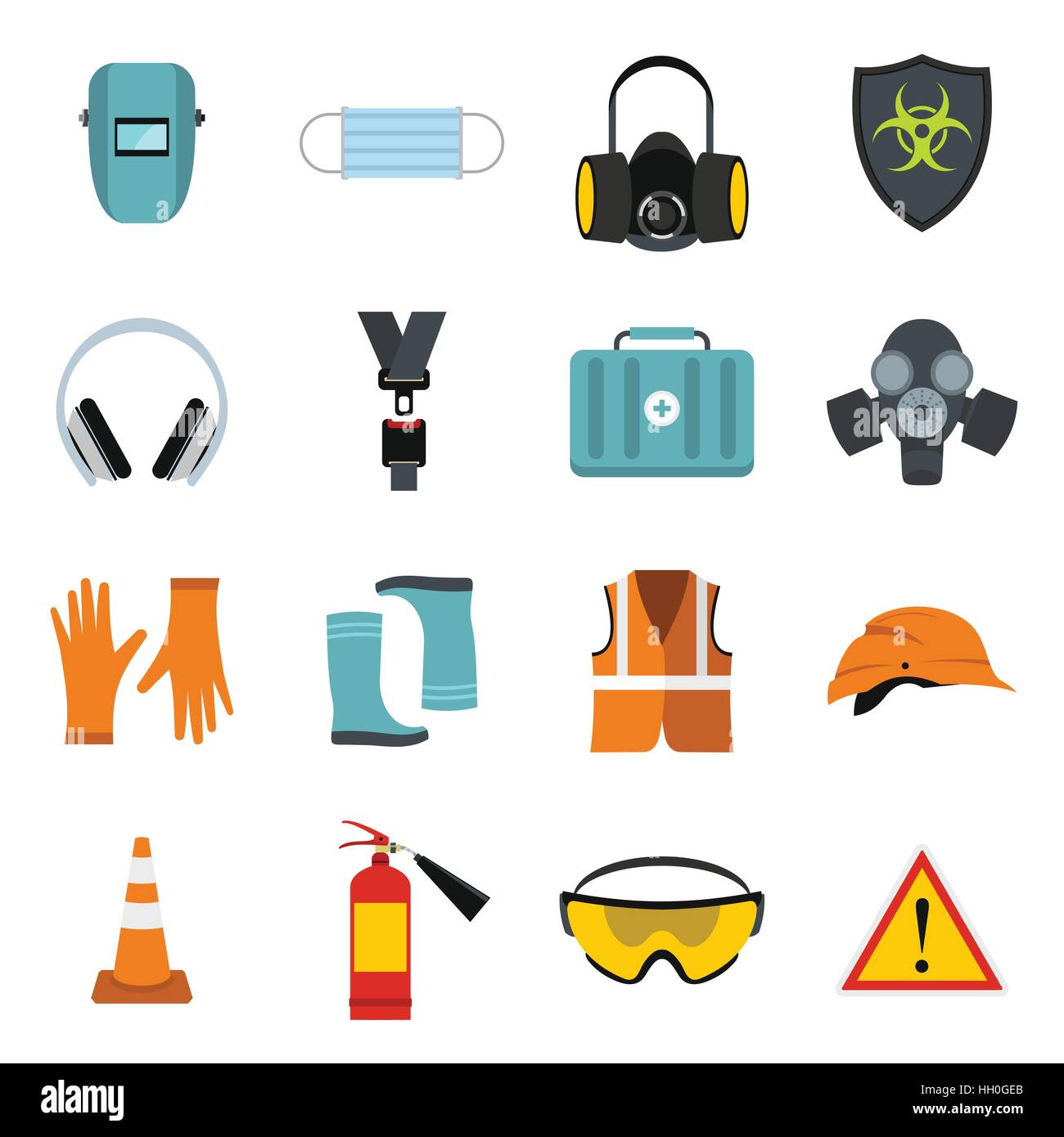 Safety icons set, flat style Stock Vector Image & Art - Alamy