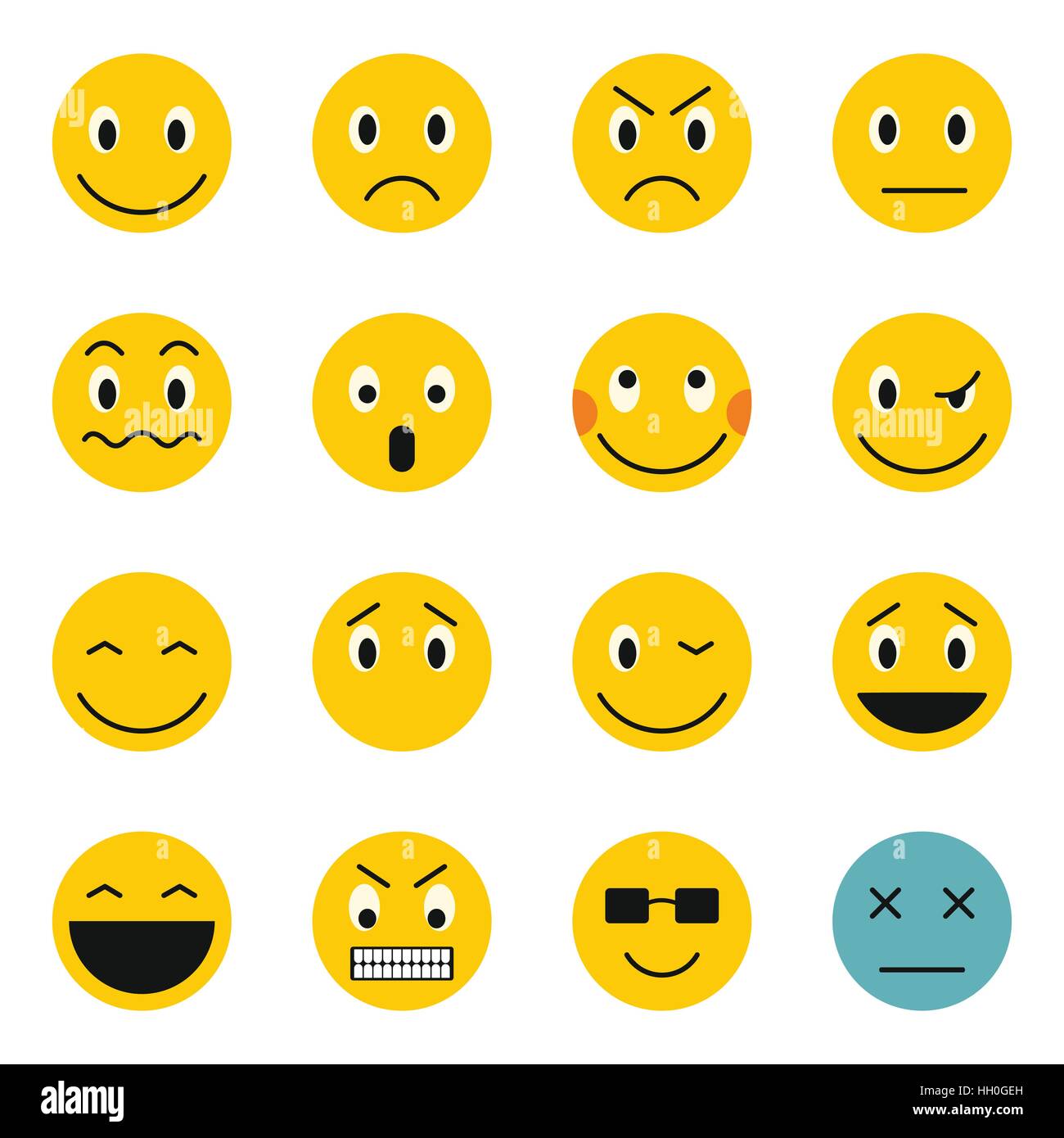 Emoticon icons set, flat style Stock Vector Image & Art - Alamy