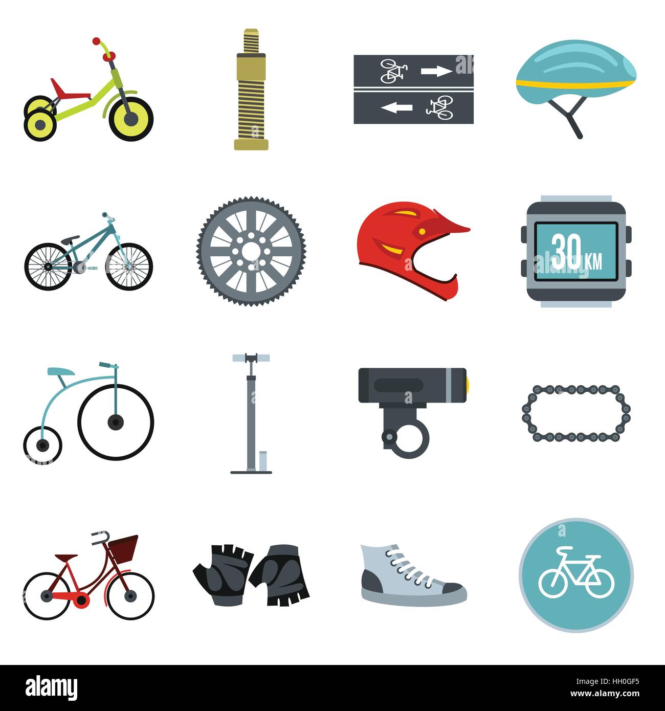 Biking icons set, flat style Stock Vector Image & Art - Alamy