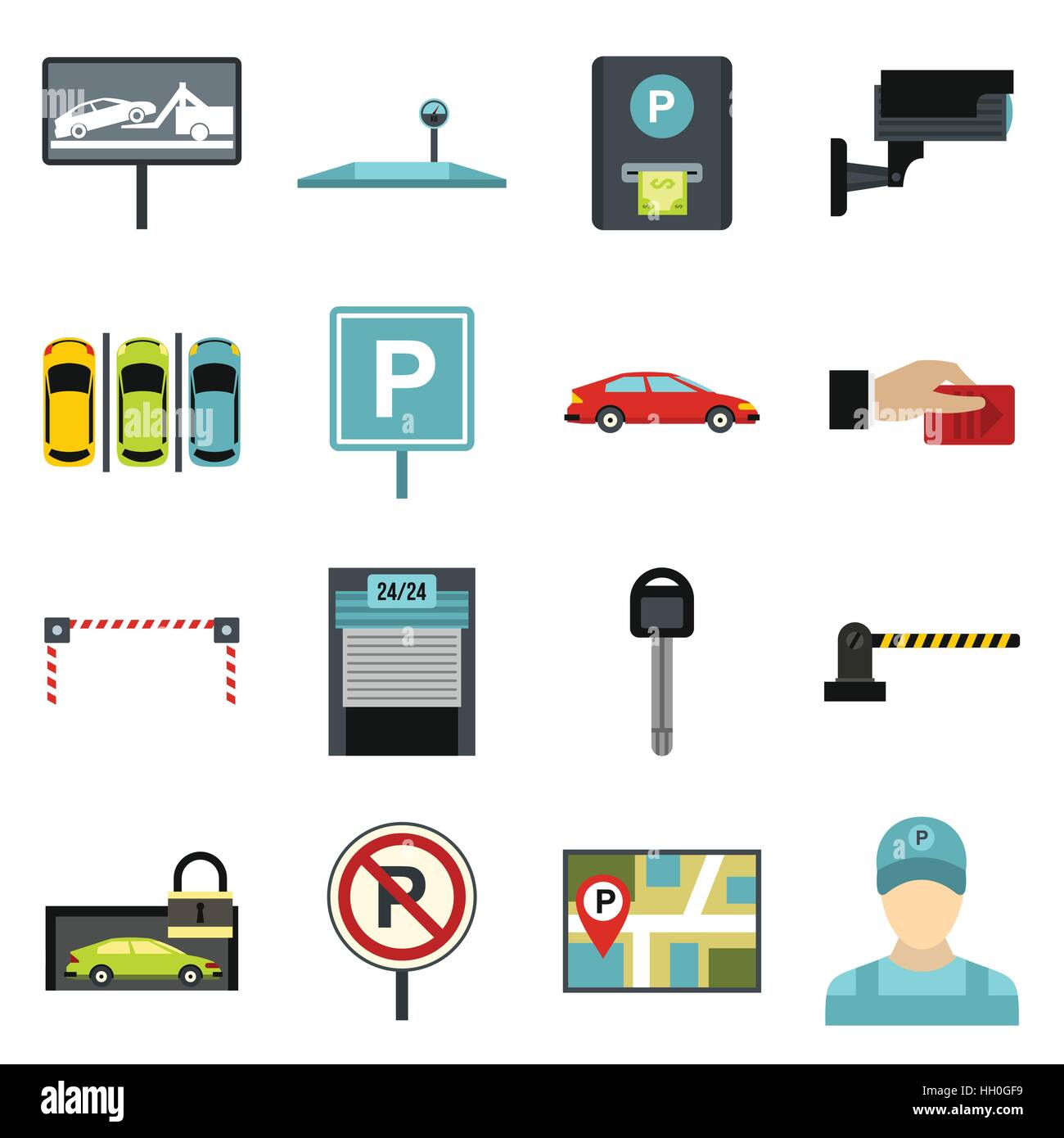 Car parking icons set, flat style Stock Vector Image & Art - Alamy