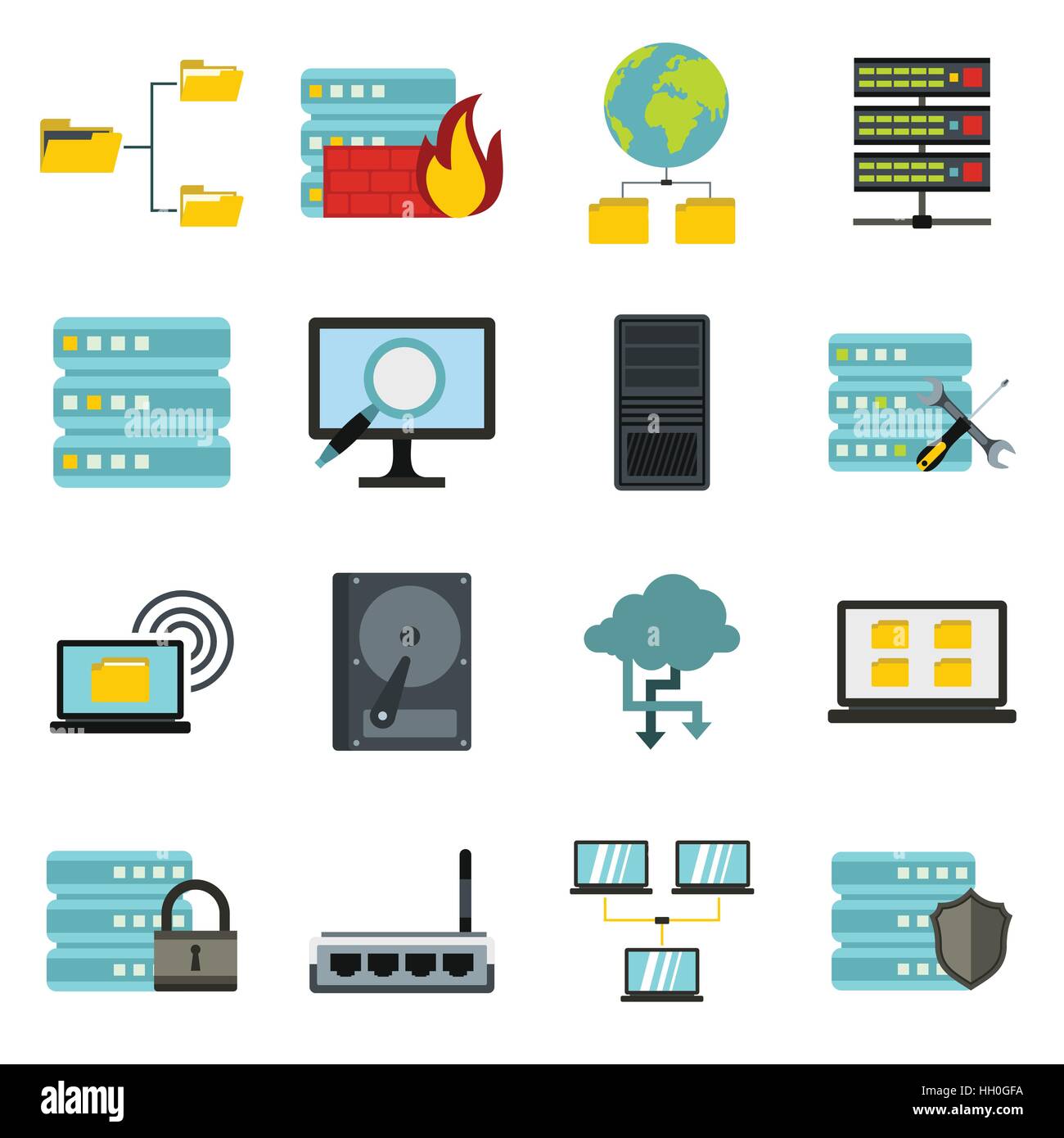 Big data center flat icons Cut Out Stock Images & Pictures - Alamy