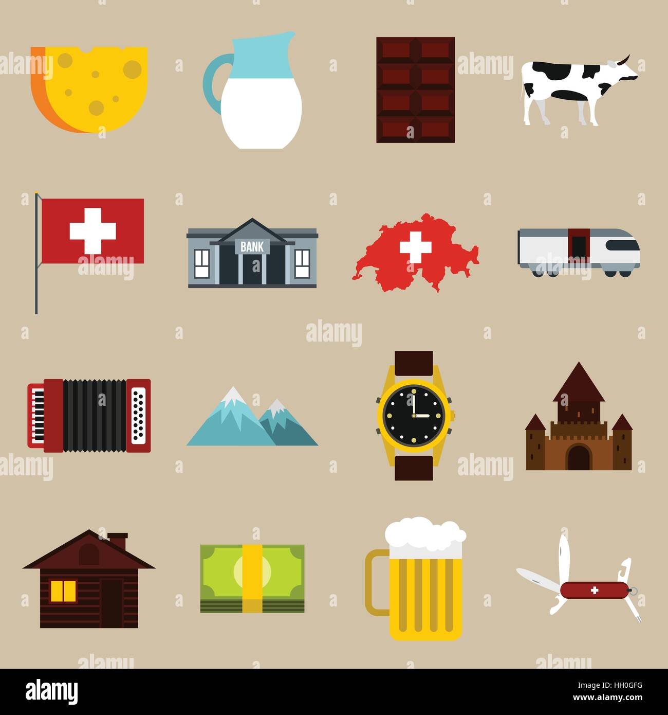 Switzerland icons set, flat style Stock Vector Image & Art - Alamy