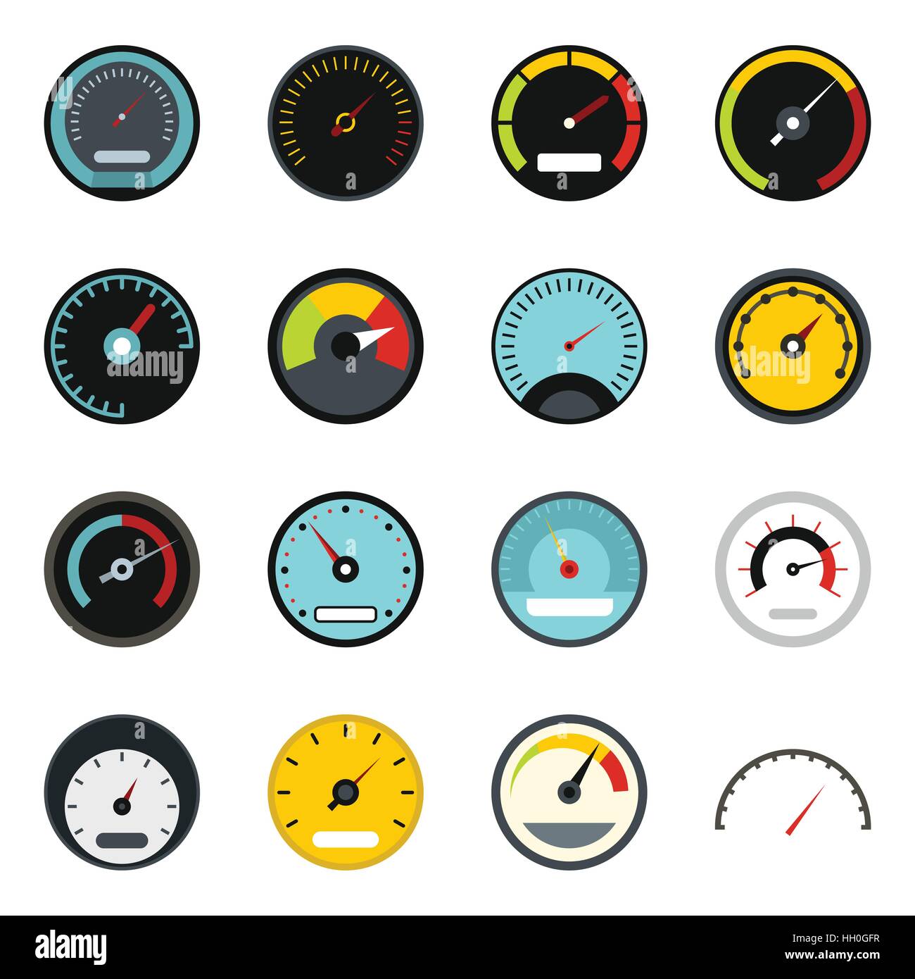 Speedometer icons set, flat style Stock Vector Image & Art - Alamy