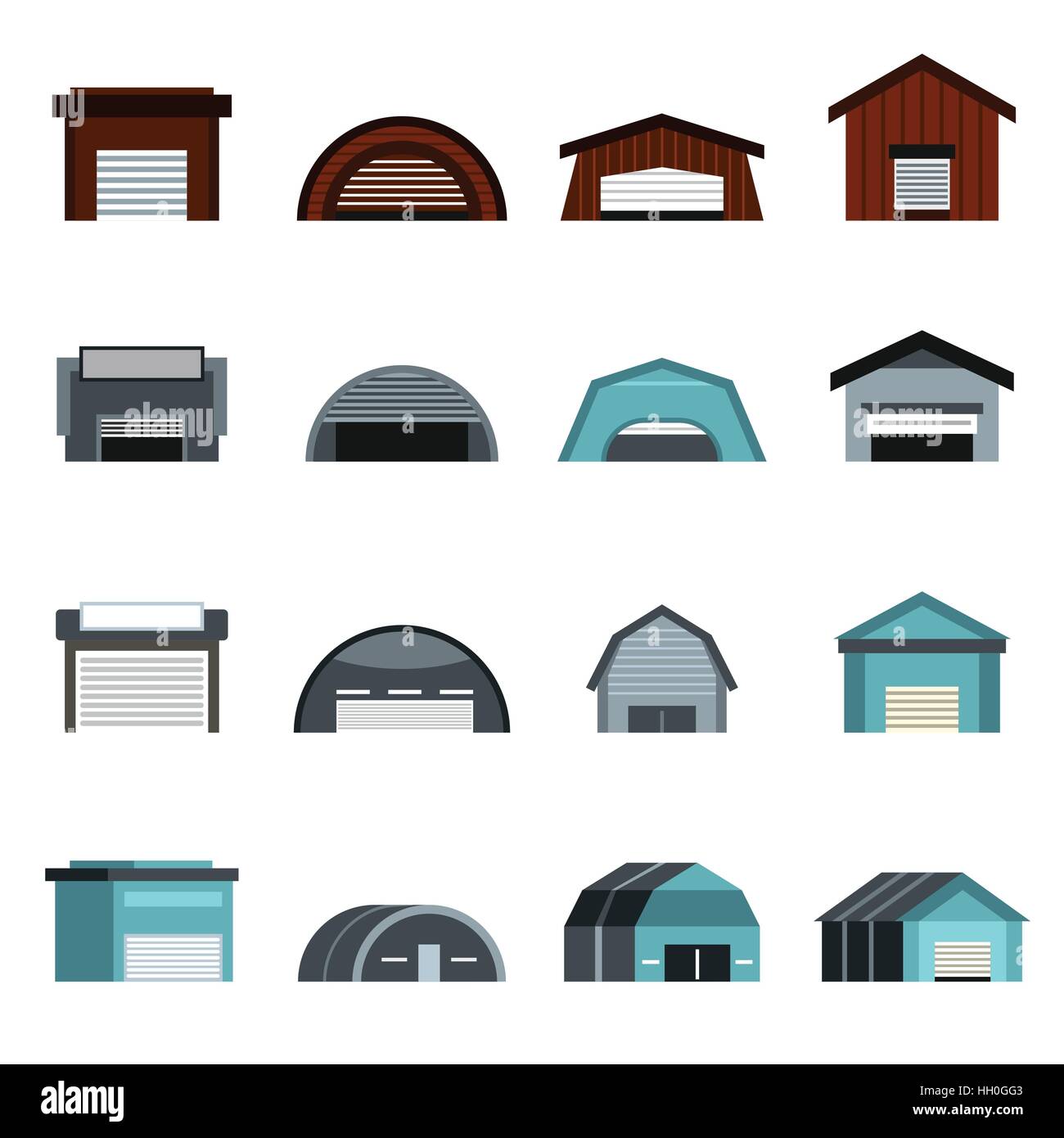 Hangar icons set, flat style Stock Vector Image & Art - Alamy