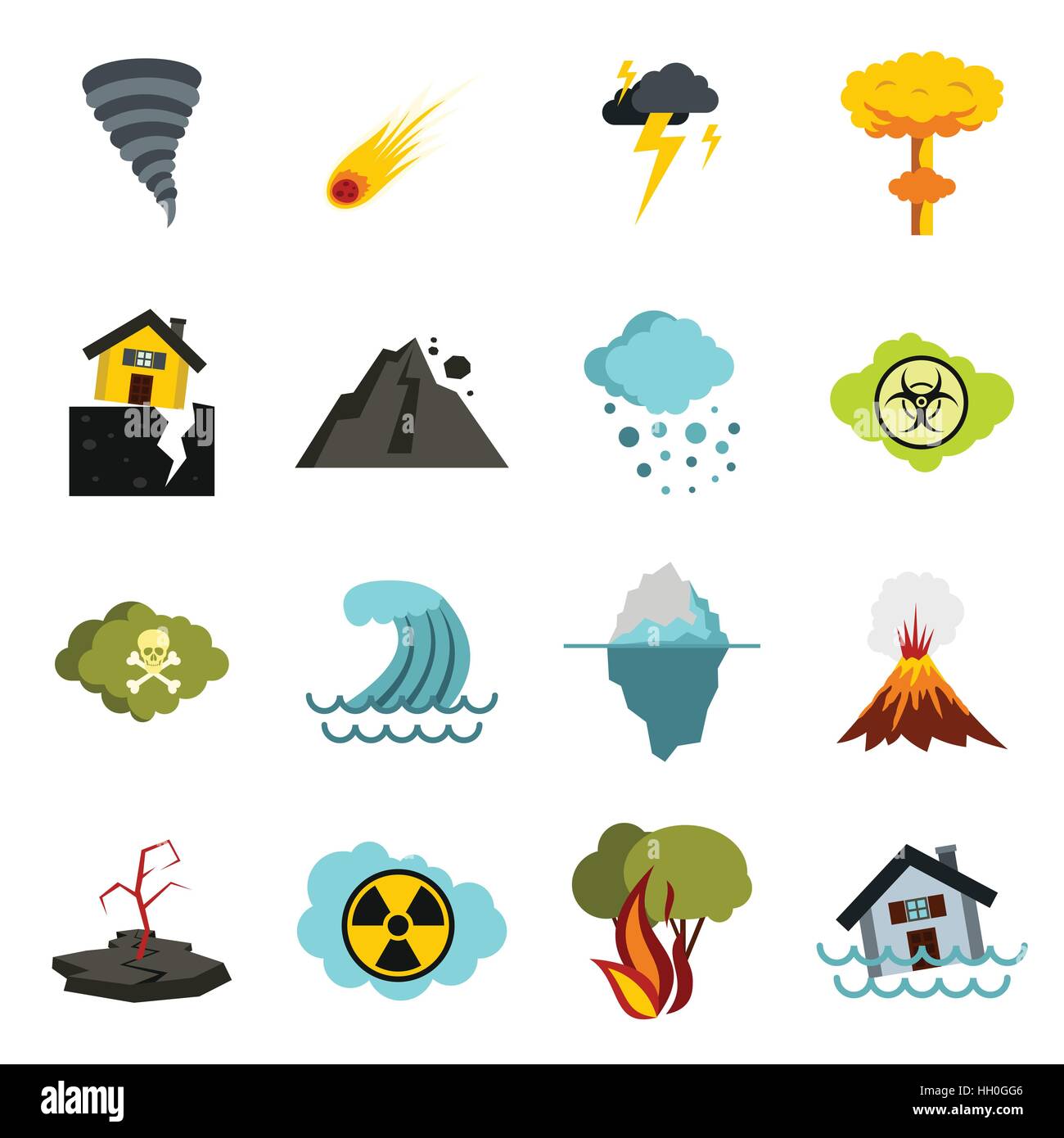 Natural disaster icons set, flat ctyle Stock Vector Image & Art - Alamy
