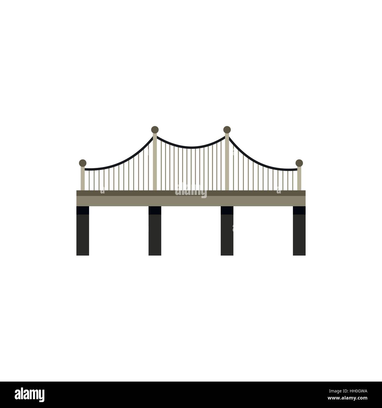 Black bridge with railings icon, flat style Stock Vector Image & Art ...