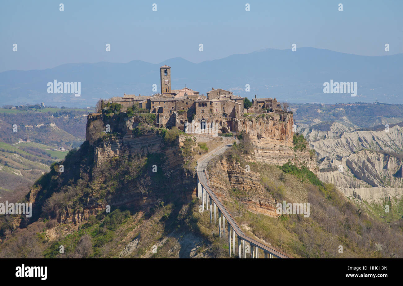 View of Civita di Bagnoregio past midday (Viterbo, Italy Stock Photo ...