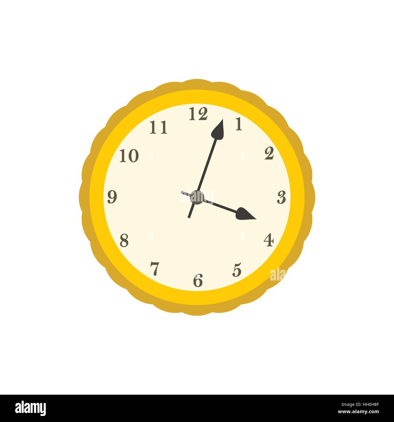 Wall clock with yellow rim icon, flat style Stock Vector Image & Art ...