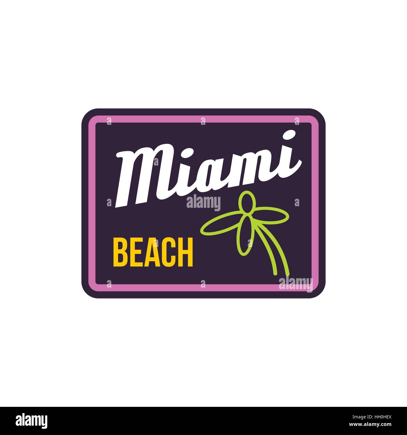 Miami beach label icon in flat style Stock Vector Image & Art - Alamy