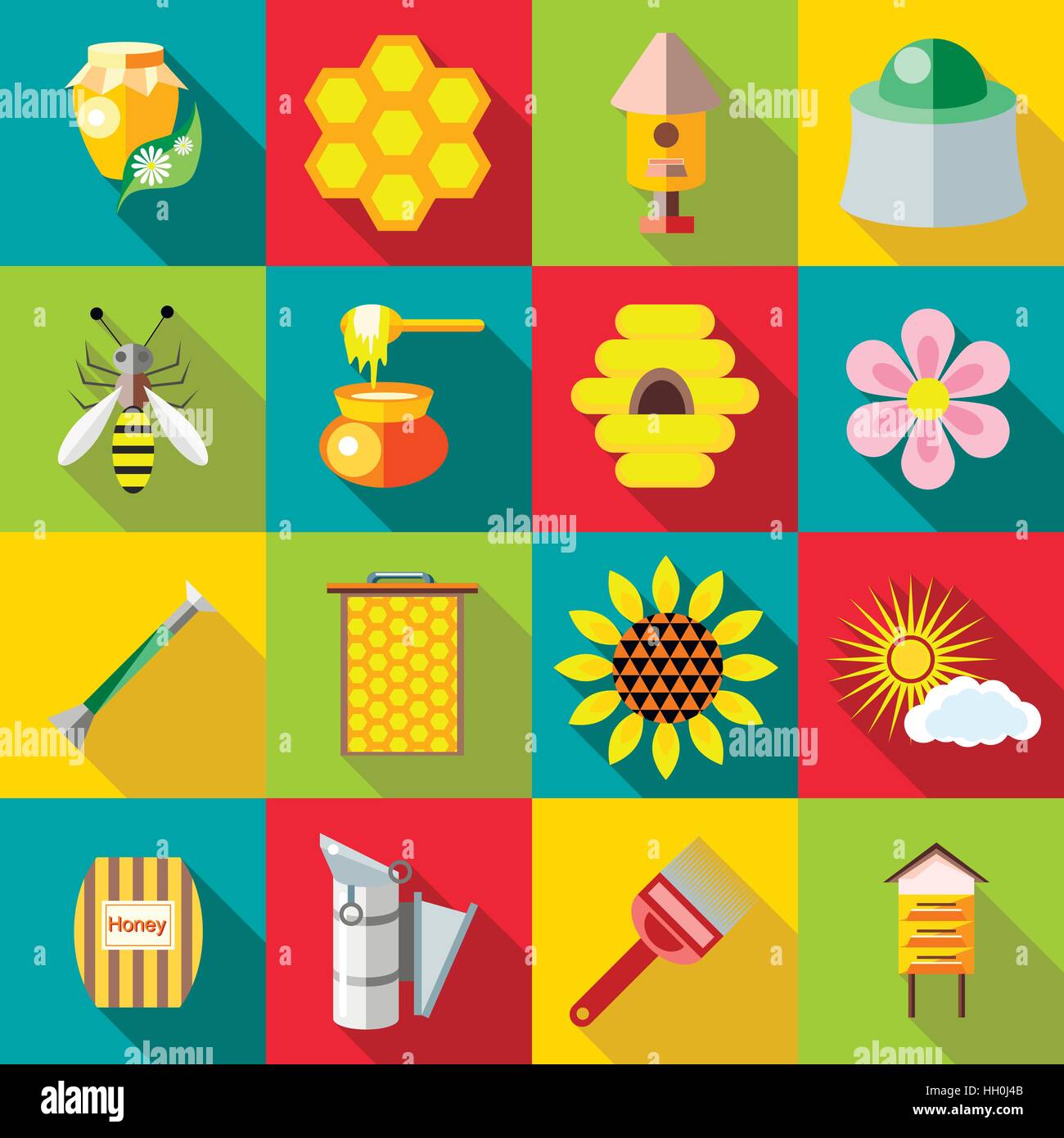 Apiary icons set, flat style Stock Vector Image & Art - Alamy