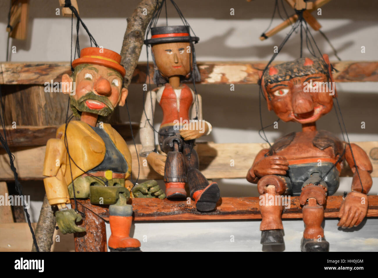 Carved wooden puppets hi-res stock photography and images - Alamy