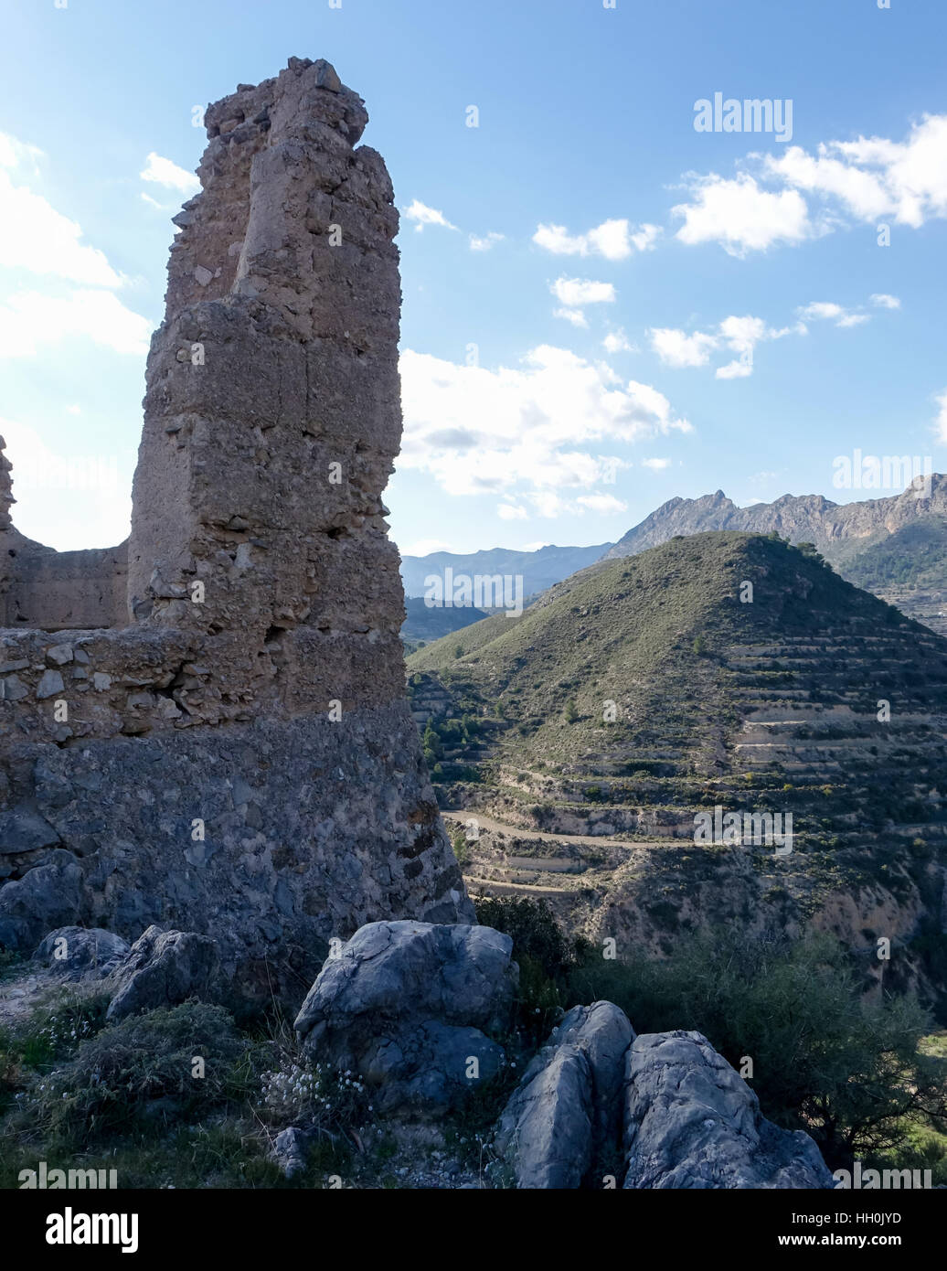 The town and castle of Relleu near Villajoyosa, Spain Stock Photo - Alamy