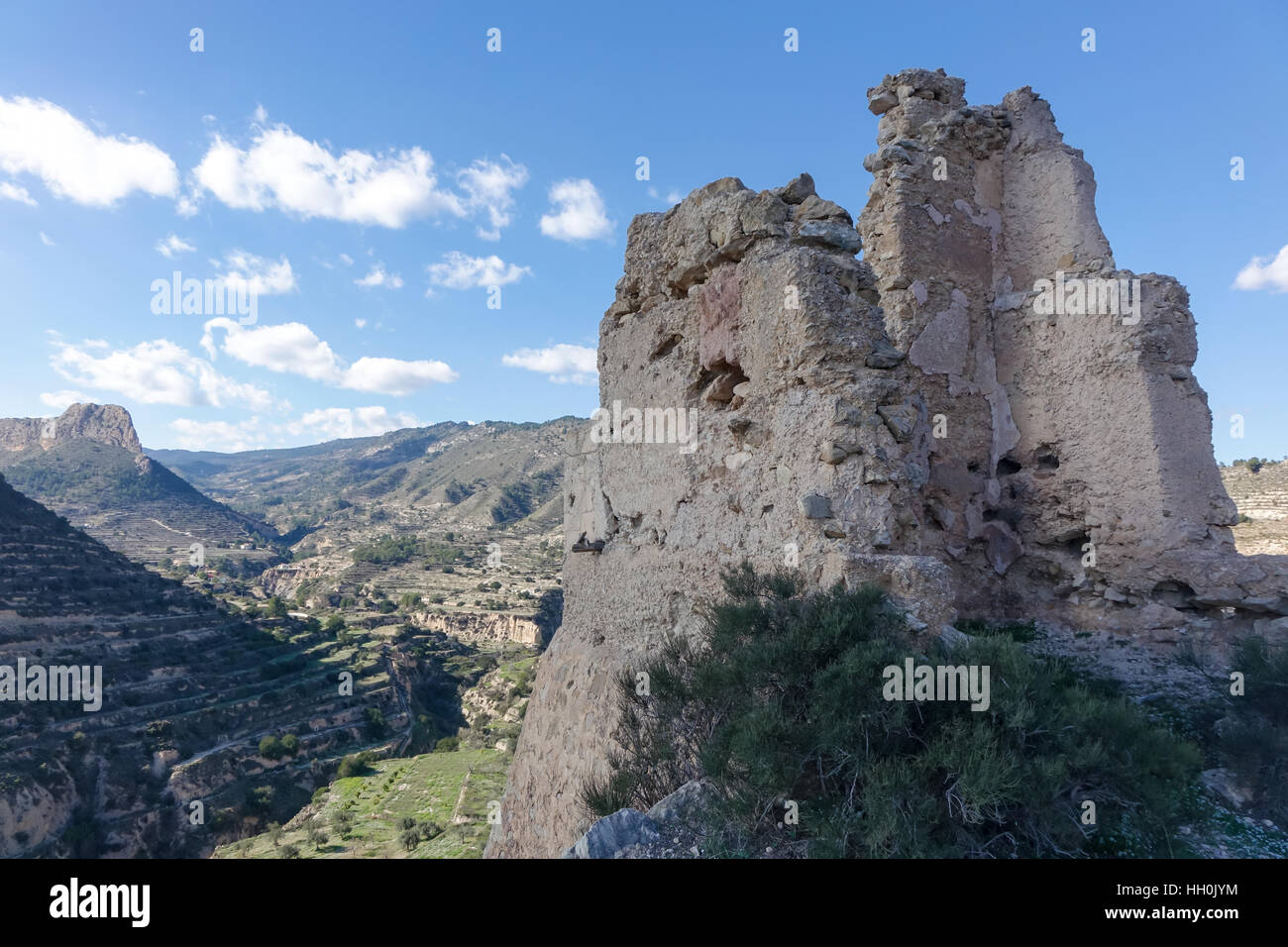 The town and castle of Relleu near Villajoyosa, Spain Stock Photo - Alamy