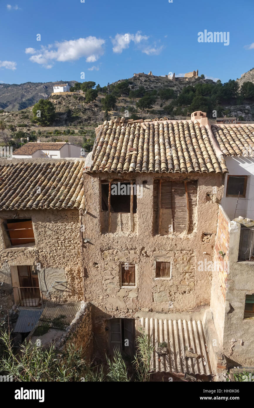 The town and castle of Relleu near Villajoyosa, Spain Stock Photo - Alamy
