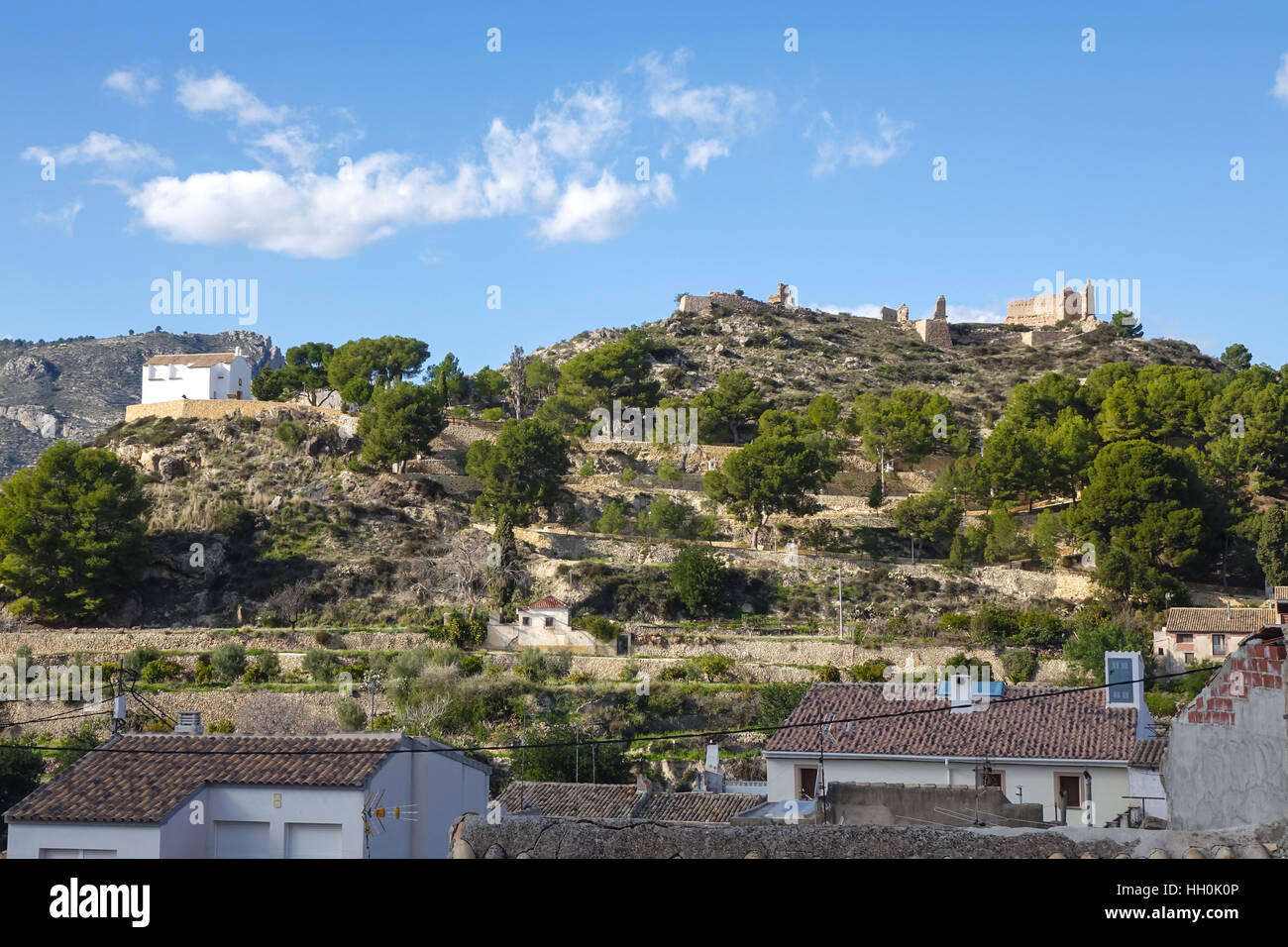 The town and castle of Relleu near Villajoyosa, Spain Stock Photo - Alamy
