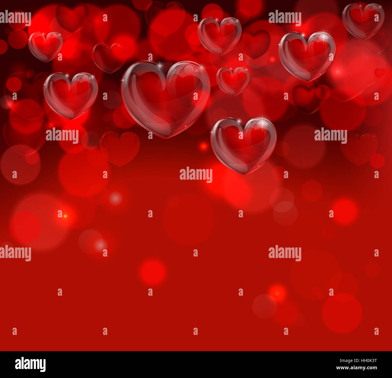 A red valentines day hearts header backgroundwith bokeh effects Stock ...