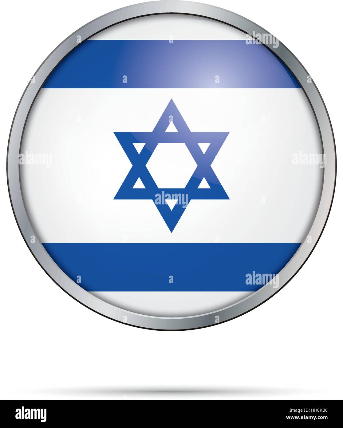 Vector Israelite flag Button. Israel flag in glass button style with ...