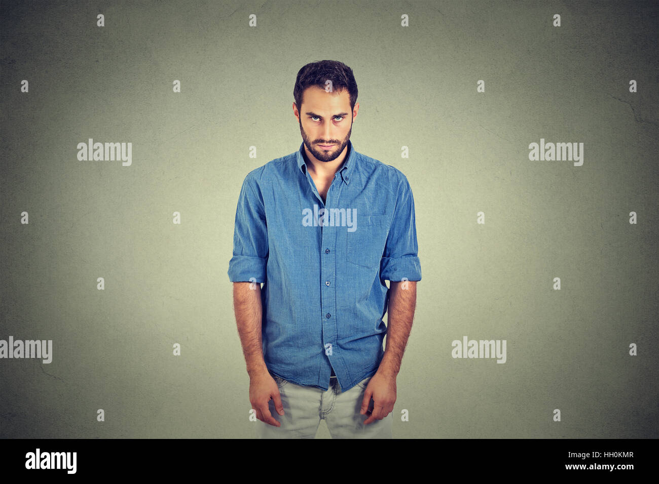 Sad lonely man with no motivation in life looking down has no energy ...