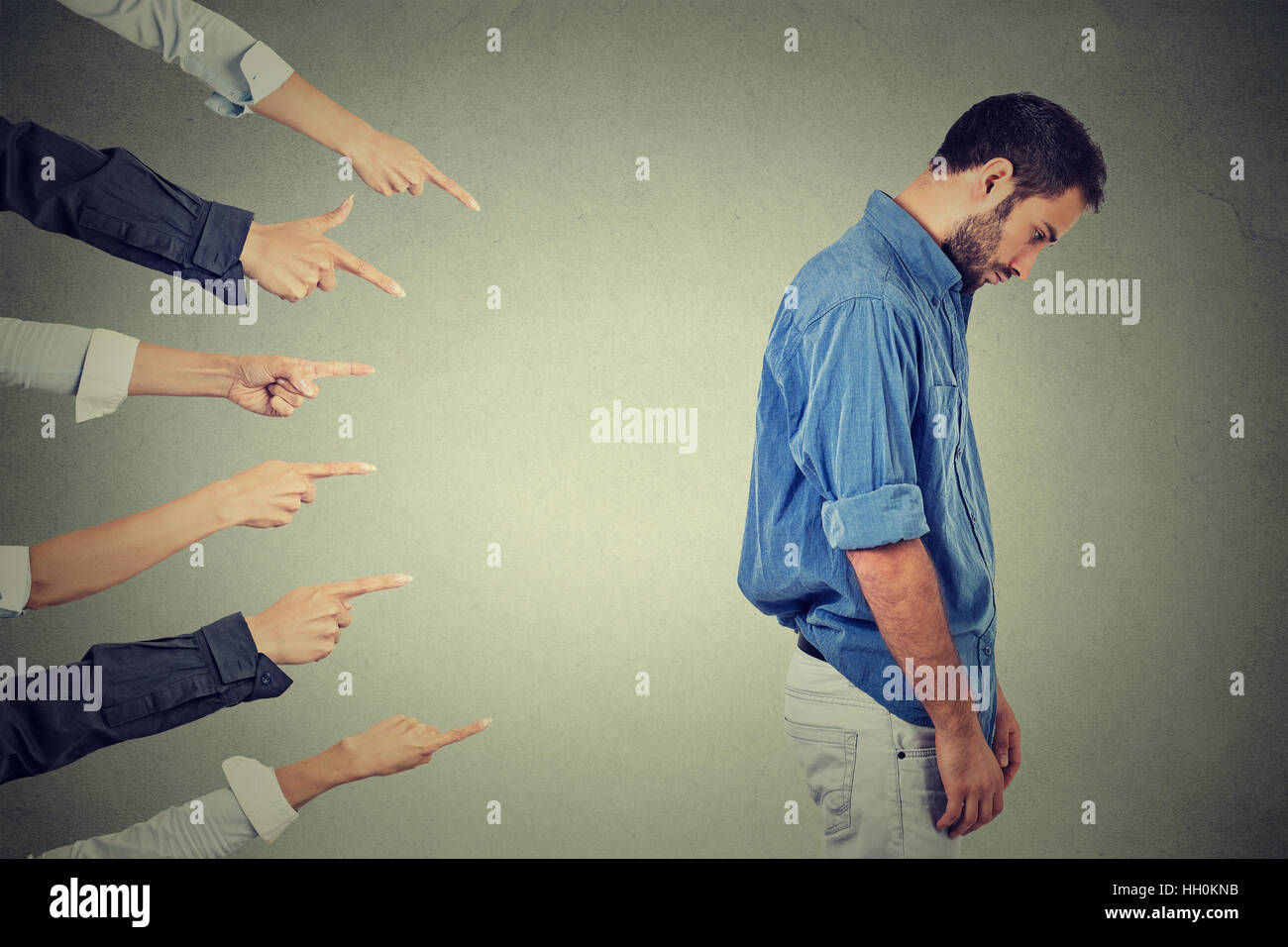 accusation guilty person guy. Side profile sad upset man looking down ...