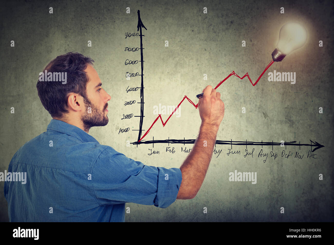 Businessman writing successful growth plan project idea Stock Photo - Alamy