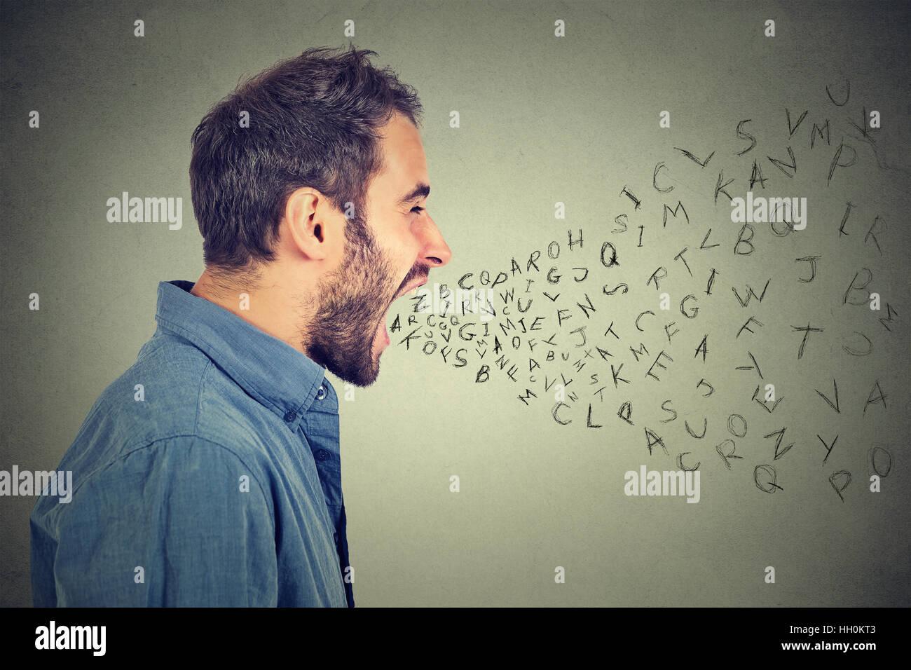 Portrait man screaming on white hi-res stock photography and images - Alamy