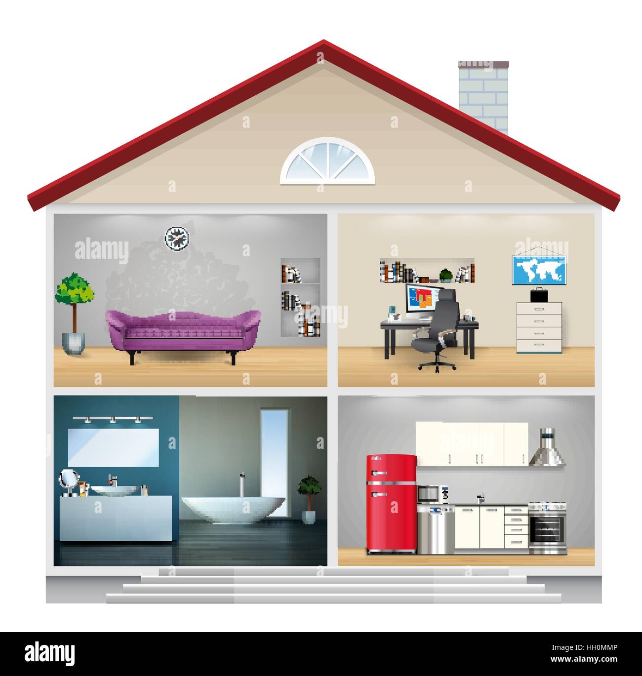 Interior view wall roof Cut Out Stock Images & Pictures - Alamy