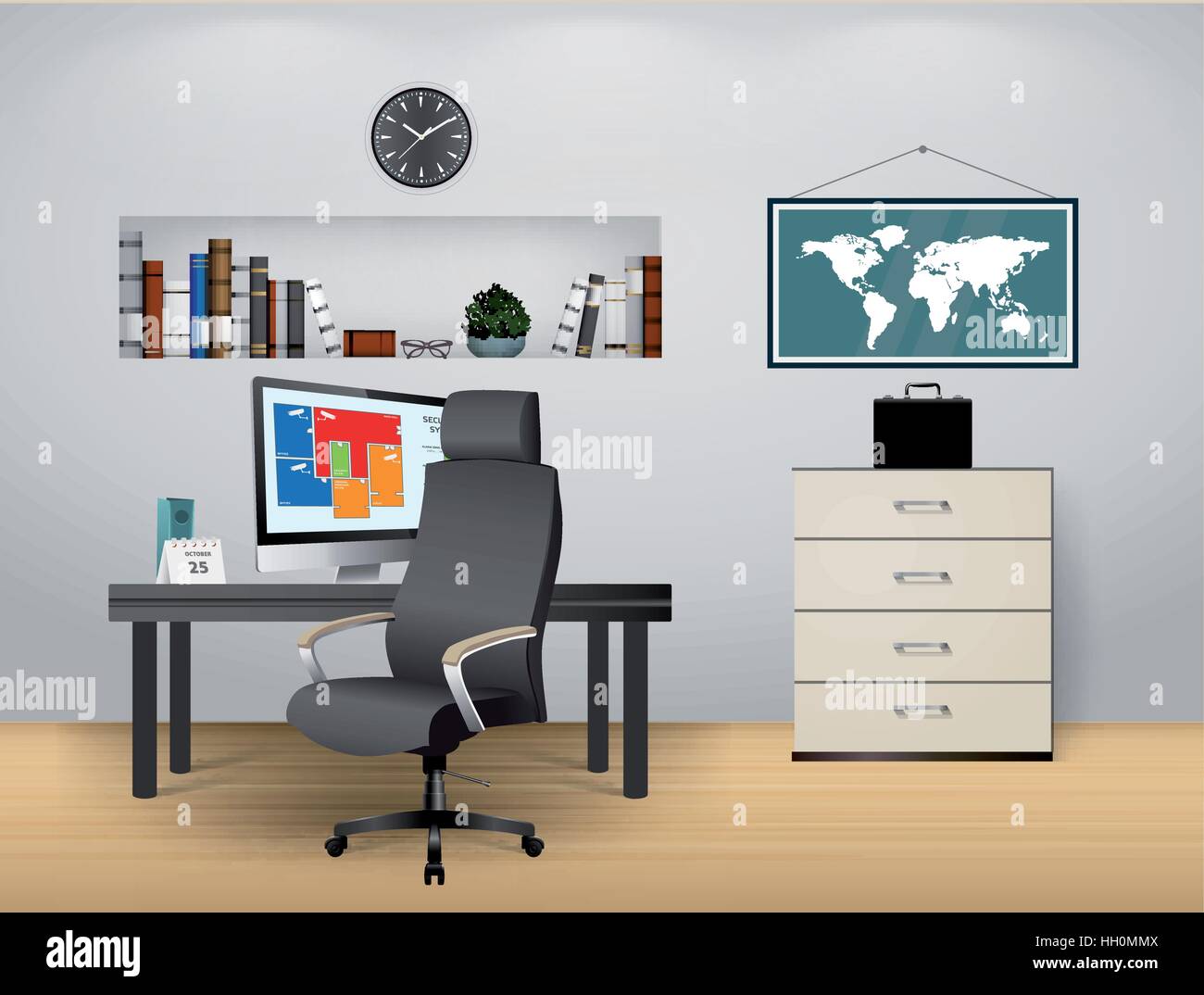 Home office study interior Stock Vector Images - Alamy