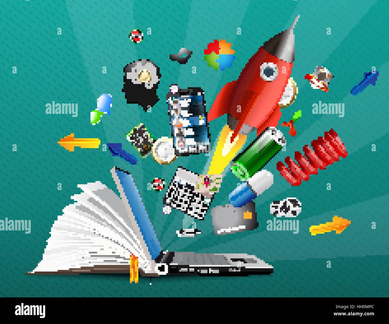 E-learning concept - internet network as knowledge base Stock Vector ...